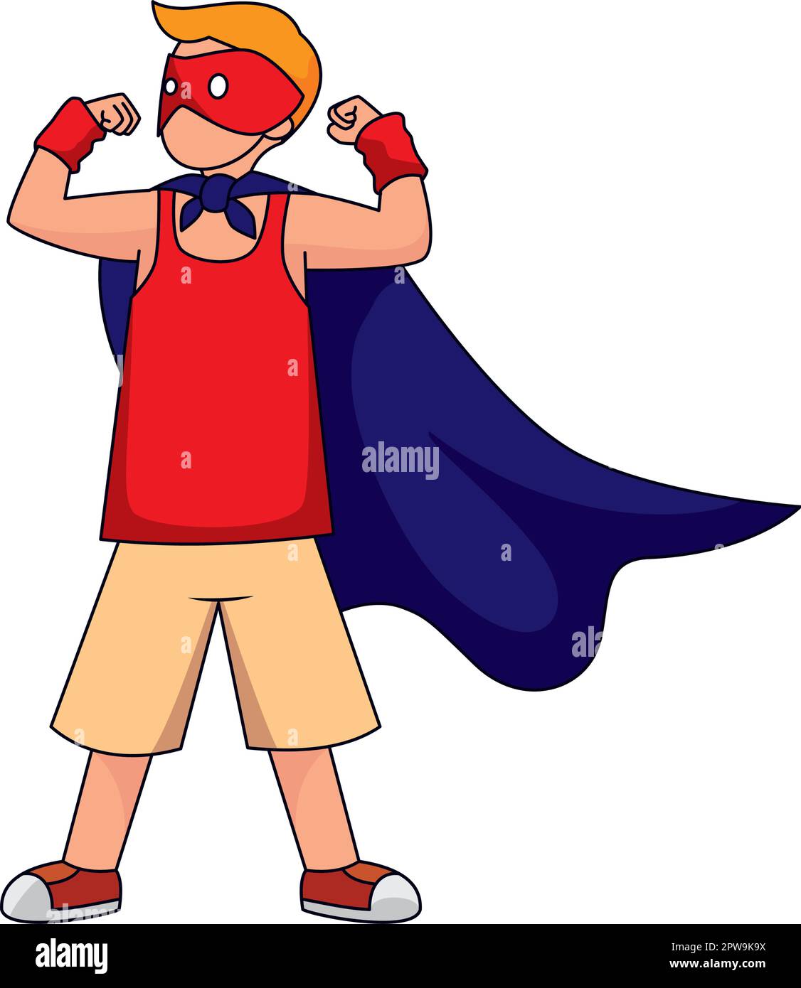 a Boy Wearing Mask and Cloak as Symbolization of Superhero Stock Vector ...