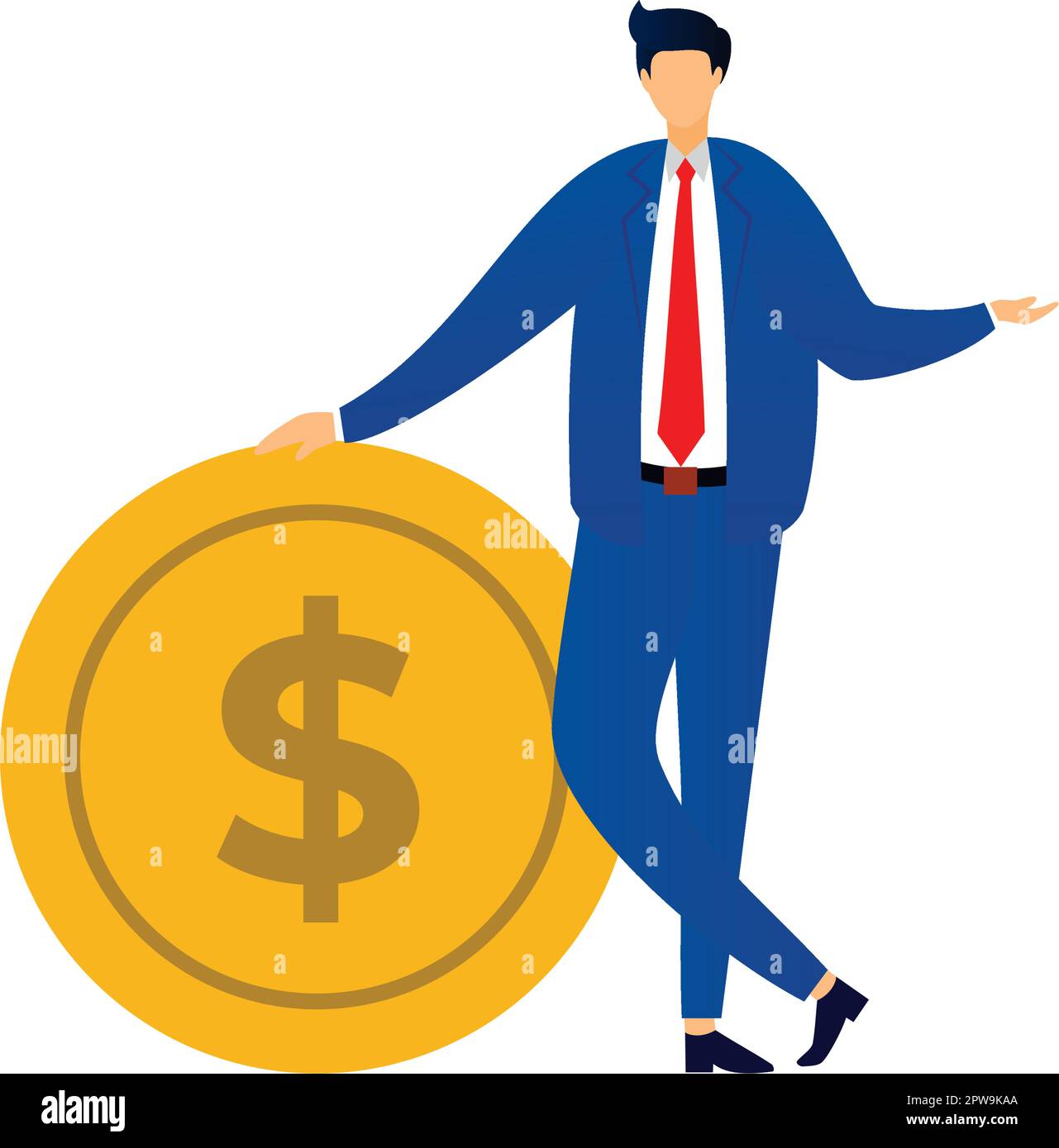 Businessman Together with Coin Illustration as Symbolization of Gaining ...