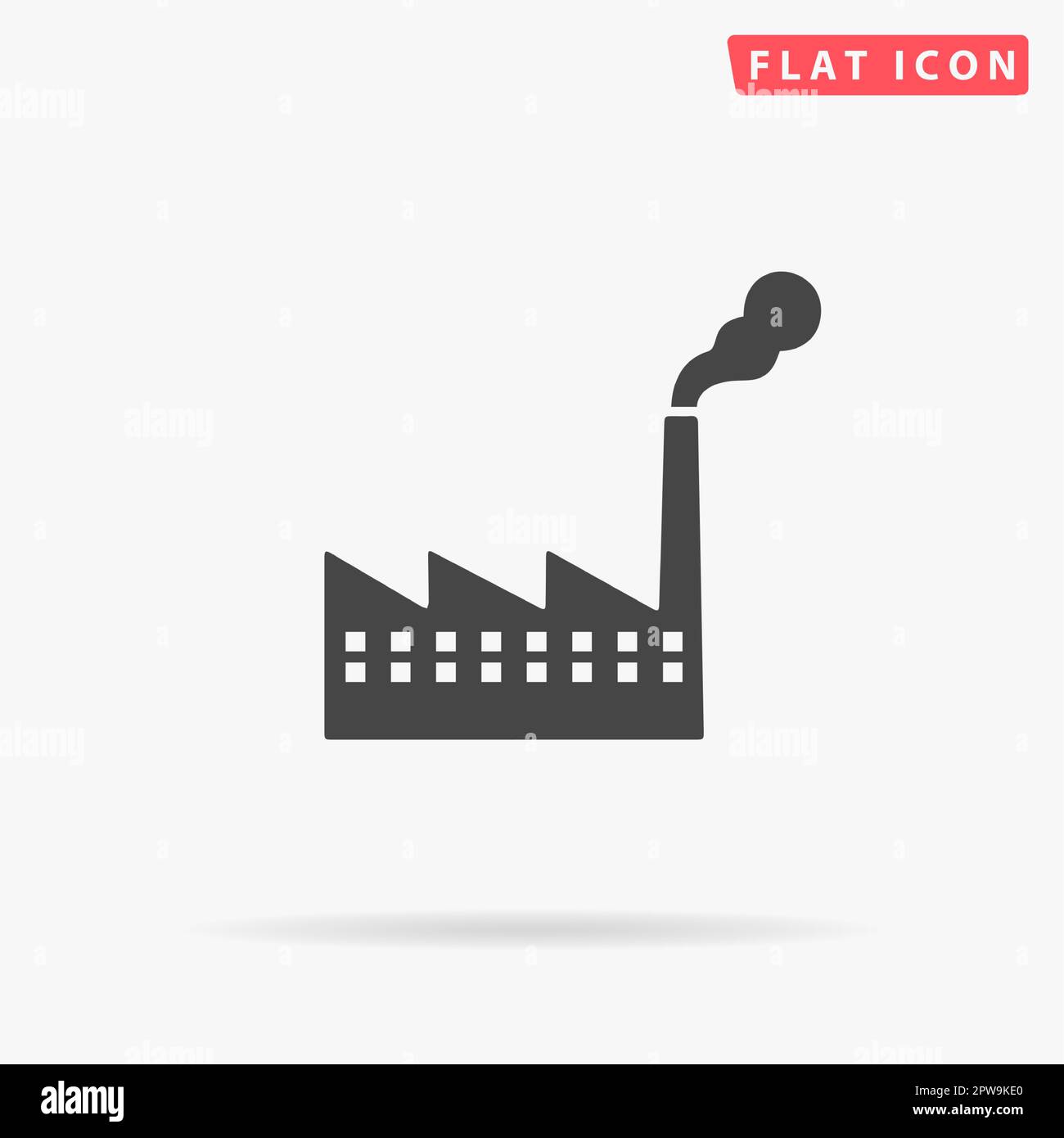 Simple Factory. Simple flat black symbol with shadow on white ...