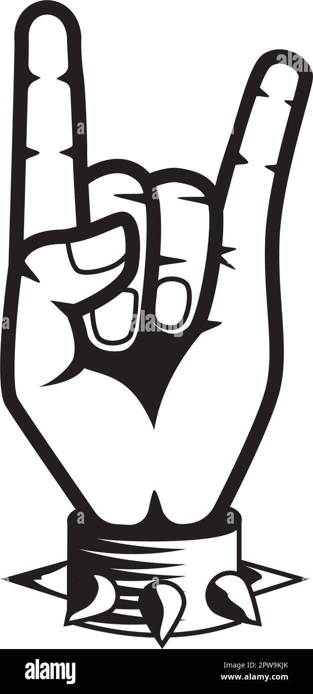 Rock On Hand Gesture Symbol with Silhouette Style Stock Vector Image ...