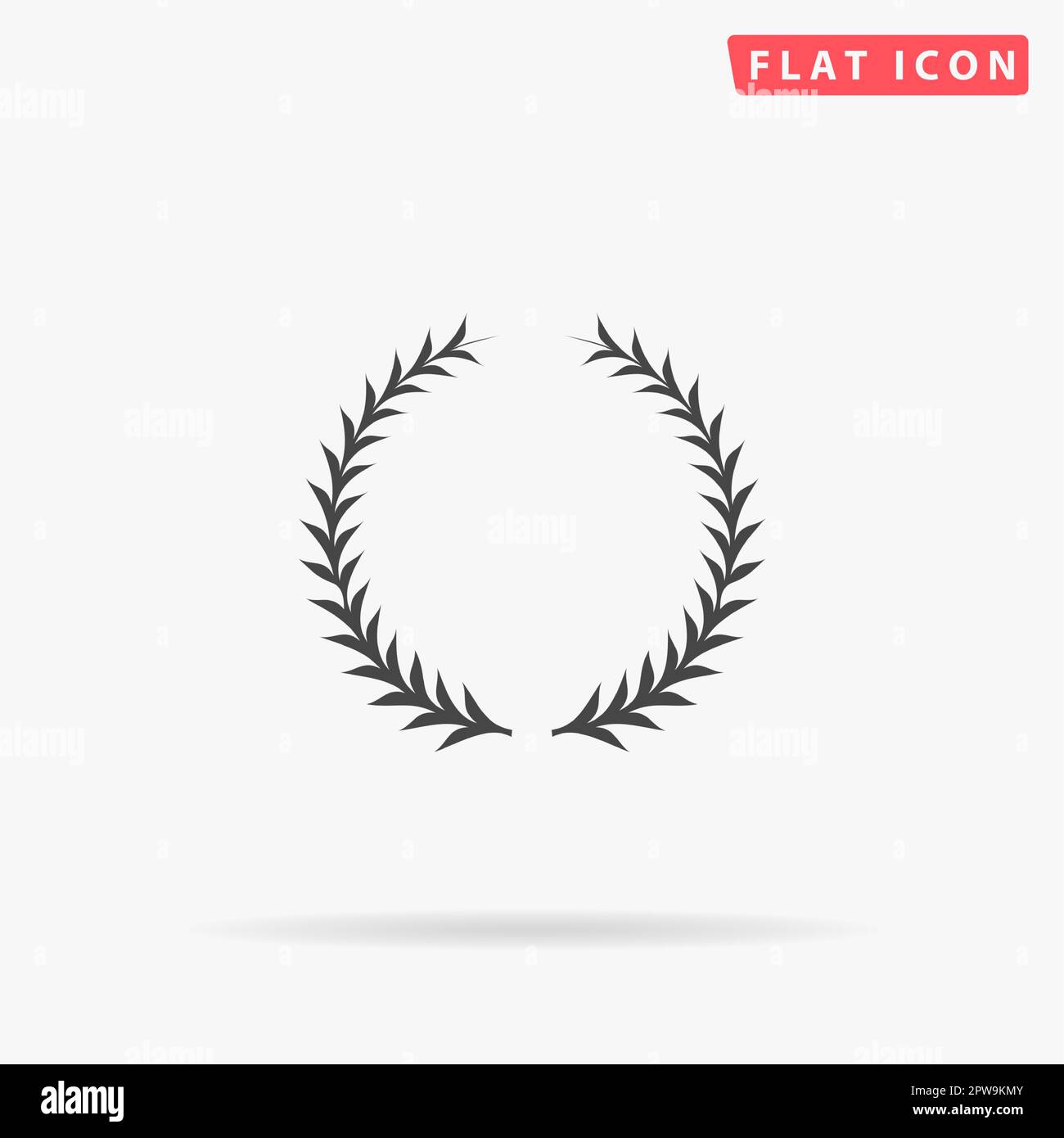 Simple Laurel wreath. Simple flat black symbol with shadow on white ...