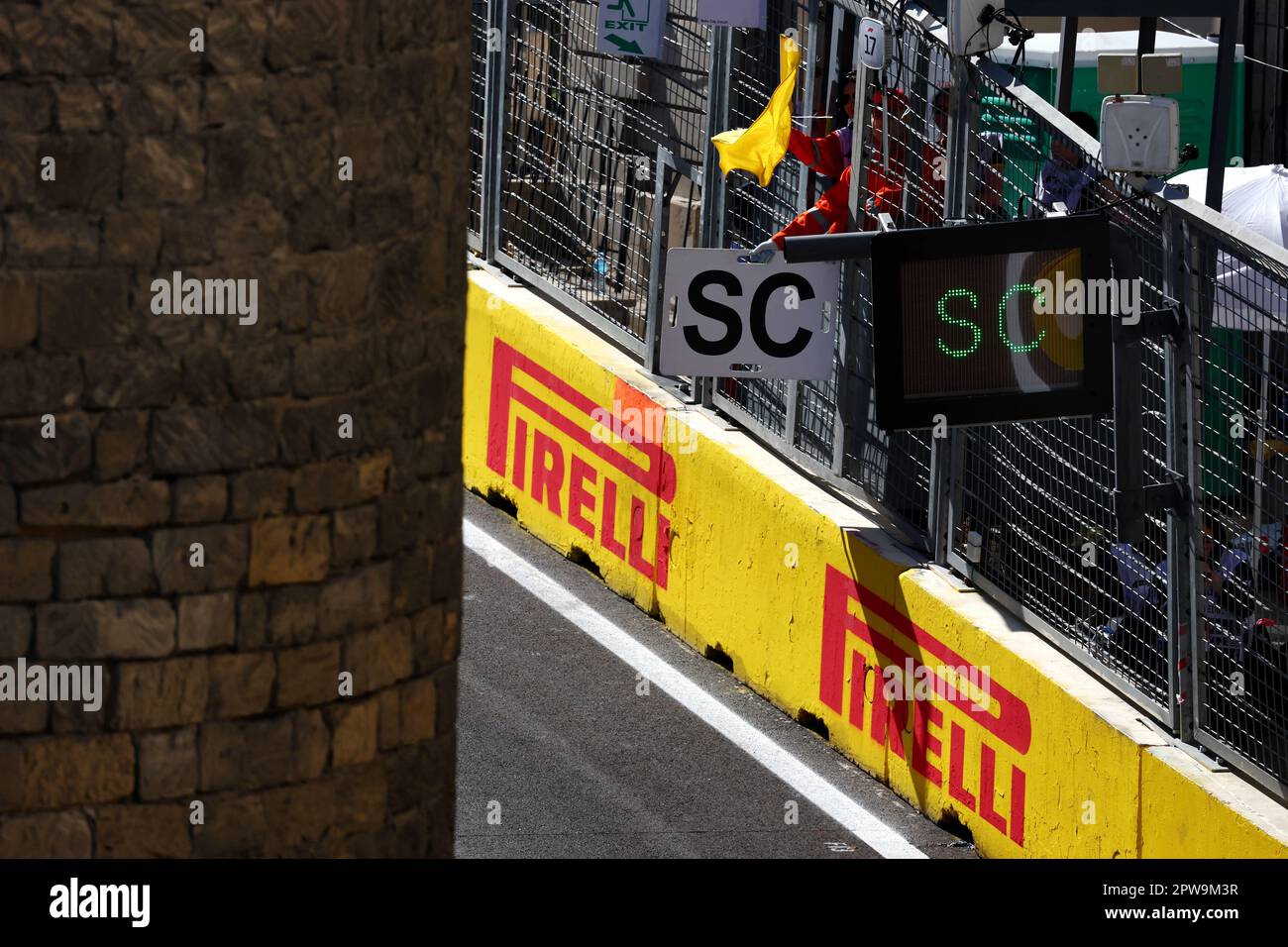 Baku, Azerbaijan. 29th Apr, 2023. Safety Car board and electronic sign ...