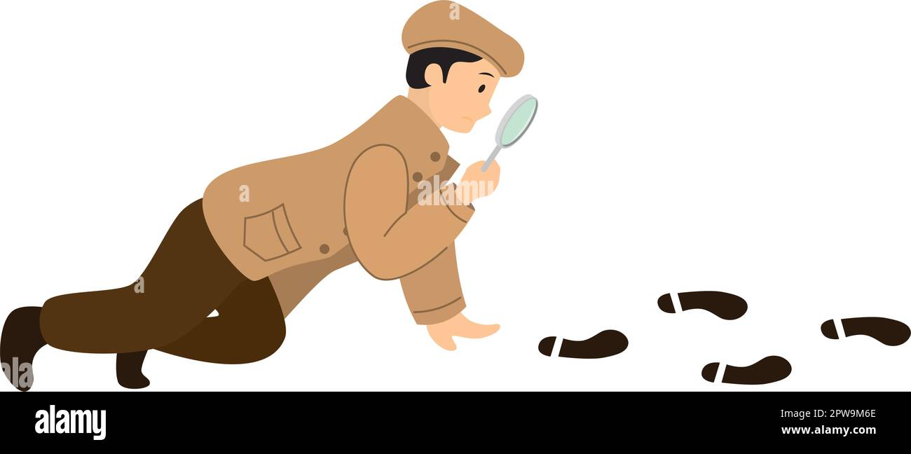 Detective Boy Tracking Footsteps Illustration Stock Vector Image & Art ...