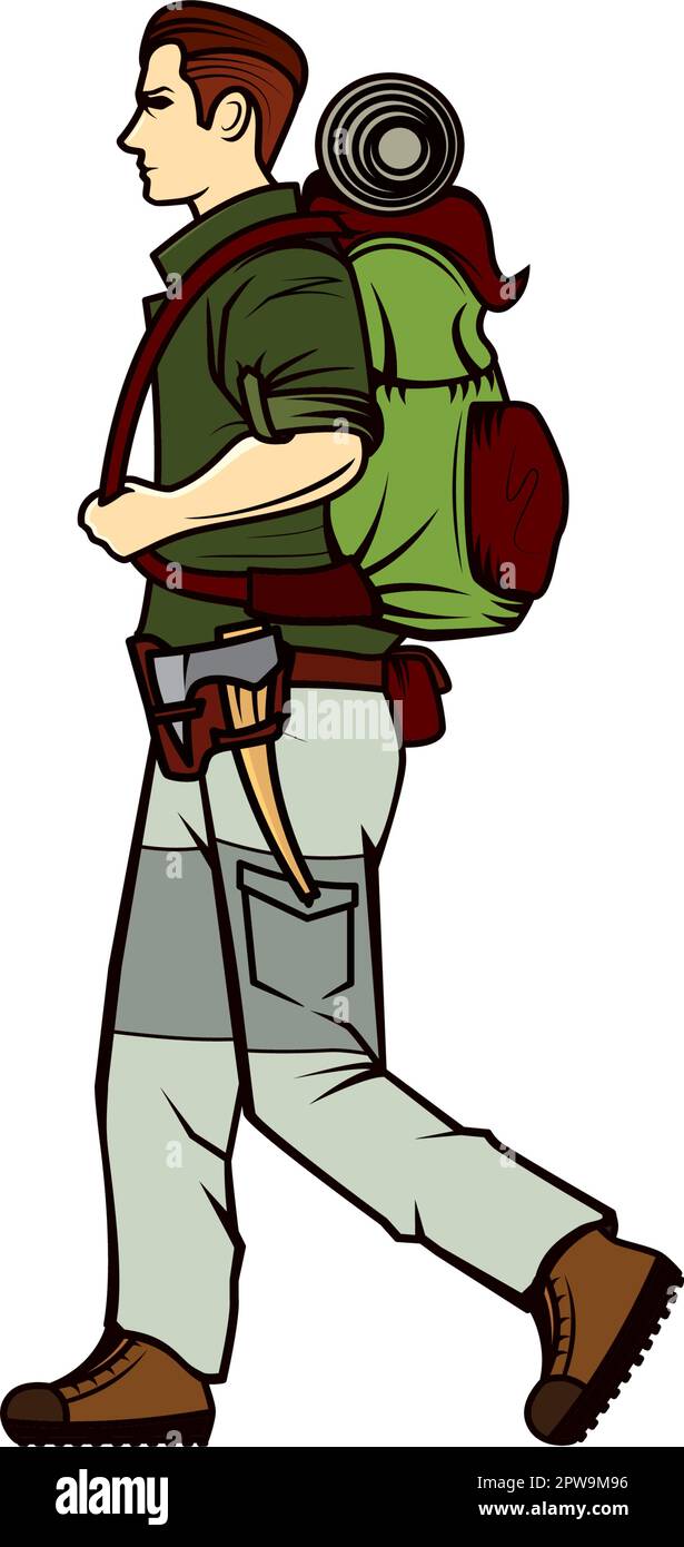 Hiking Man and Adventurer Illustration Stock Vector Image & Art - Alamy