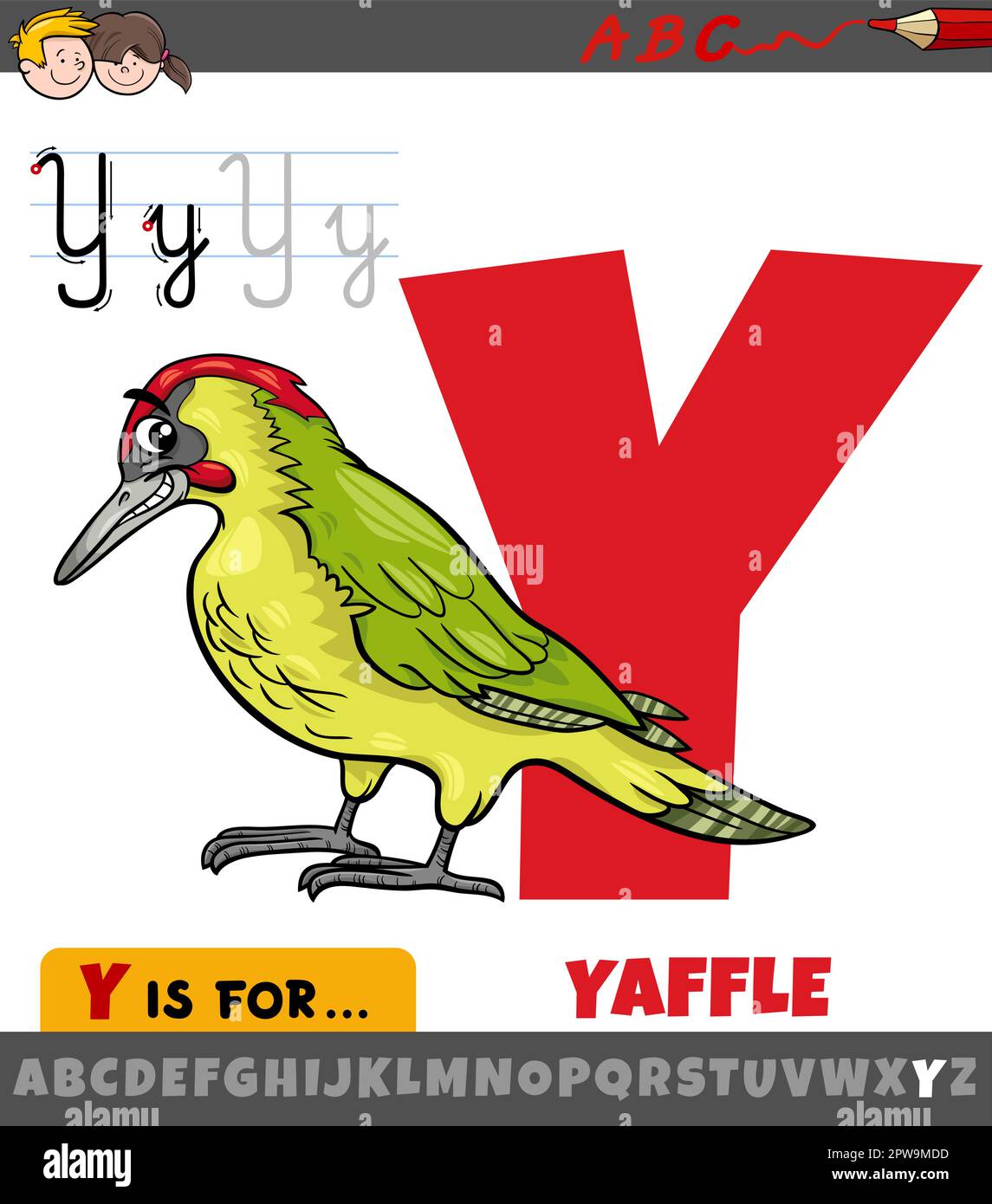 letter Y from alphabet with cartoon yaffle bird Stock Vector Image ...