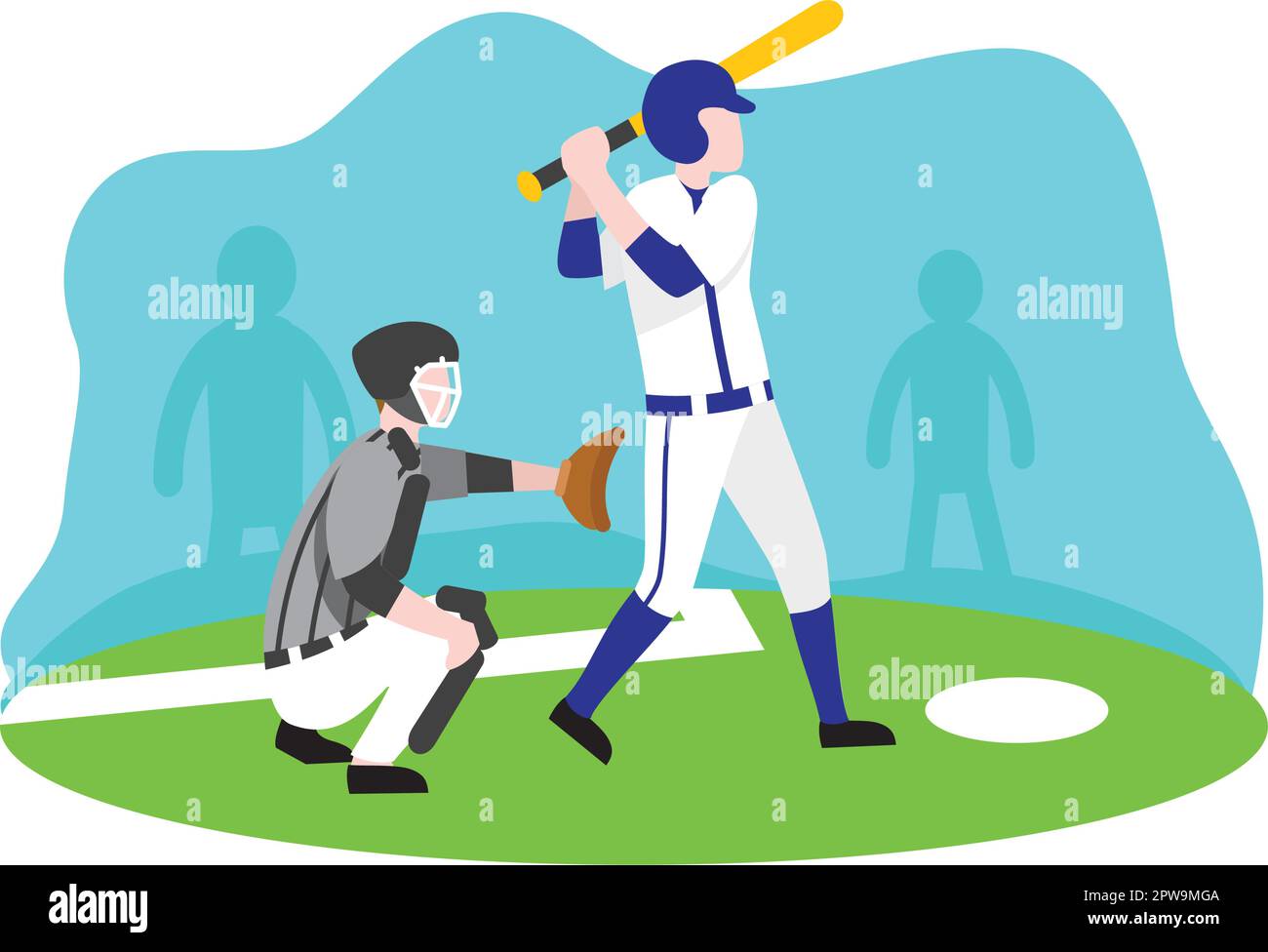 Baseball Players or Baseball Athletes Playing Together Illustration ...