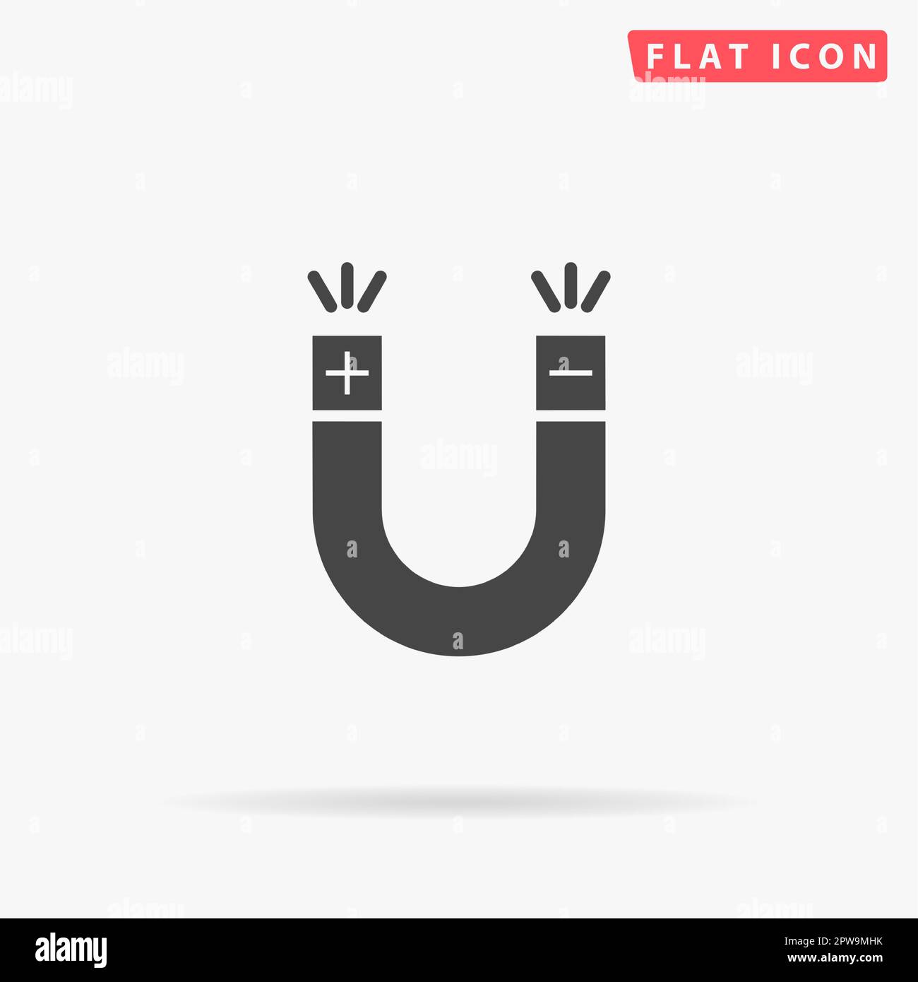 Simple Magnet. Simple flat black symbol with shadow on white background ...