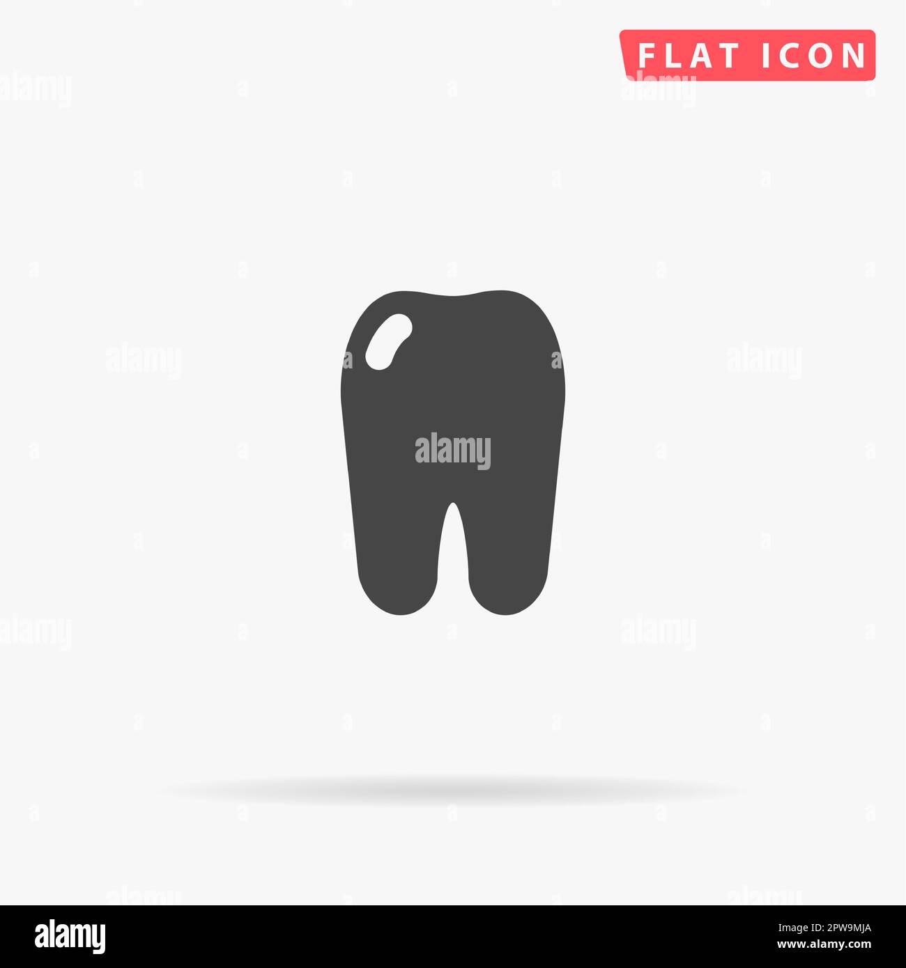 Simple Tooth. Simple flat black symbol with shadow on white background ...
