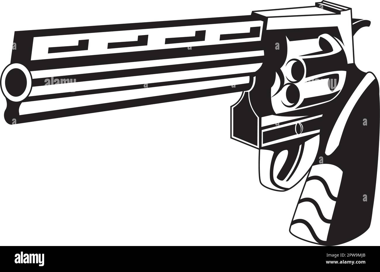 Old and Antique Revolver Handgun Illustration with Silhouette Style ...