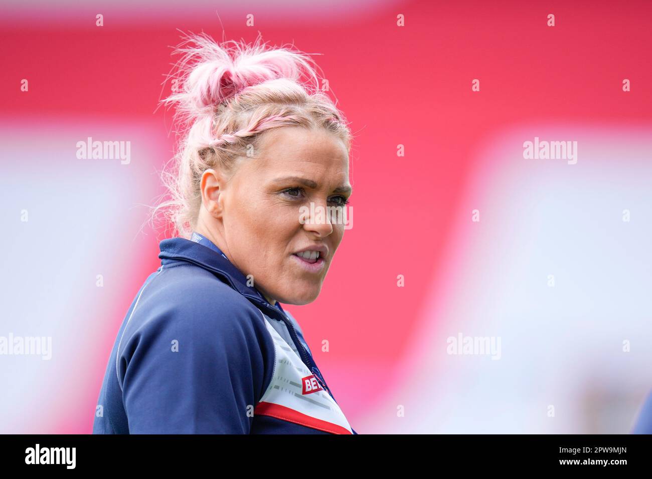 Amy Hardcastle #4 of England inspects the pitch before the Mid Season ...