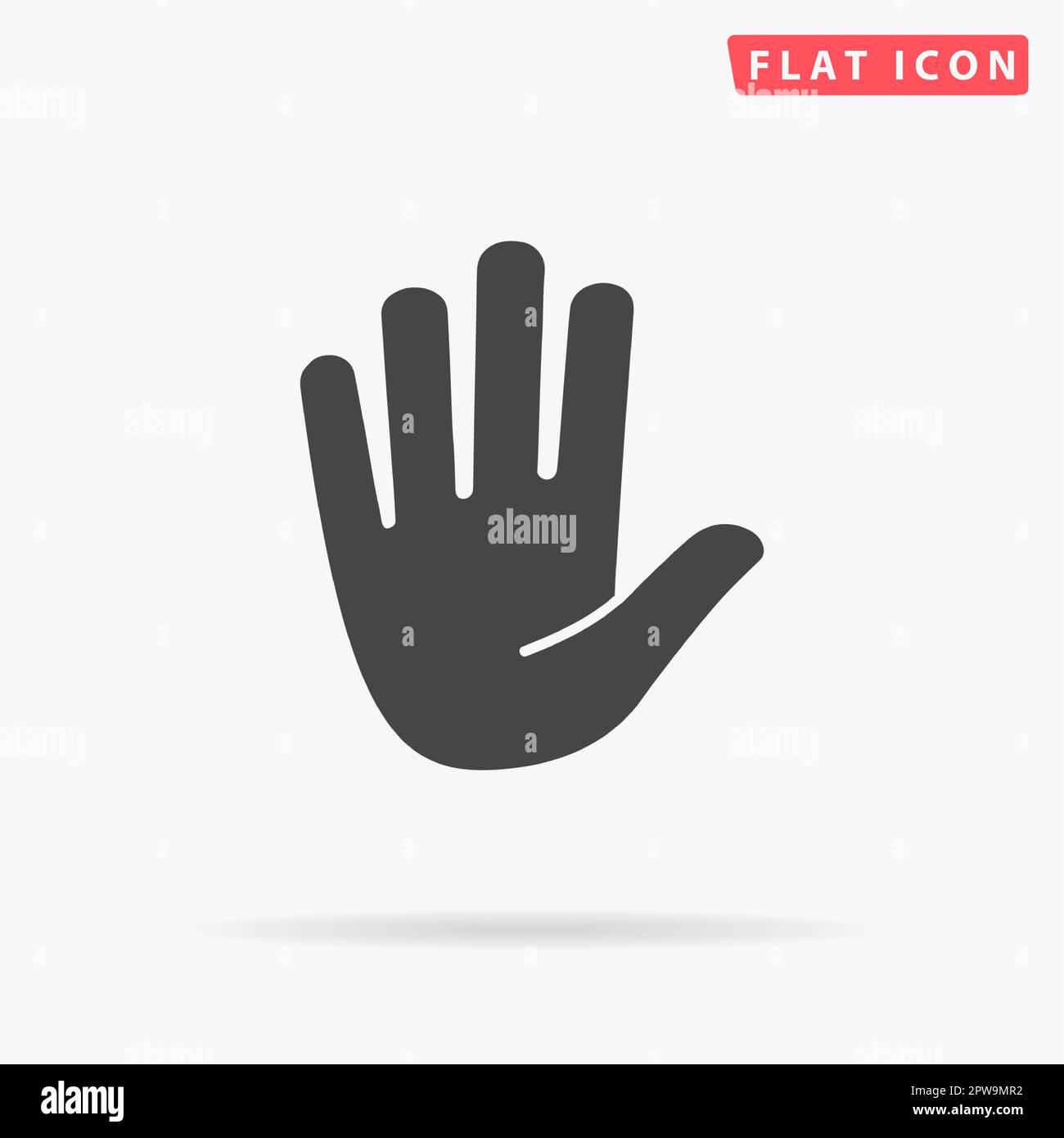 Stop - hand. Simple flat black symbol with shadow on white background ...