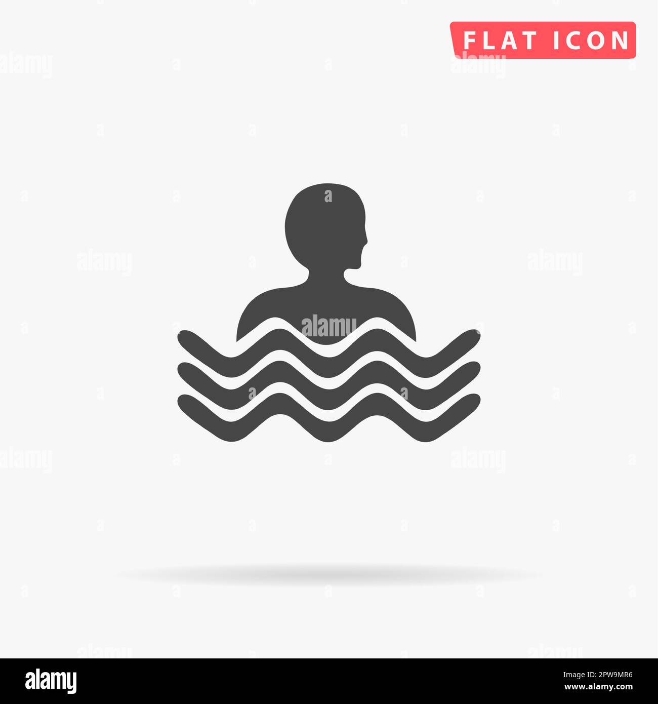 Swimming pool. Simple flat black symbol with shadow on white background ...