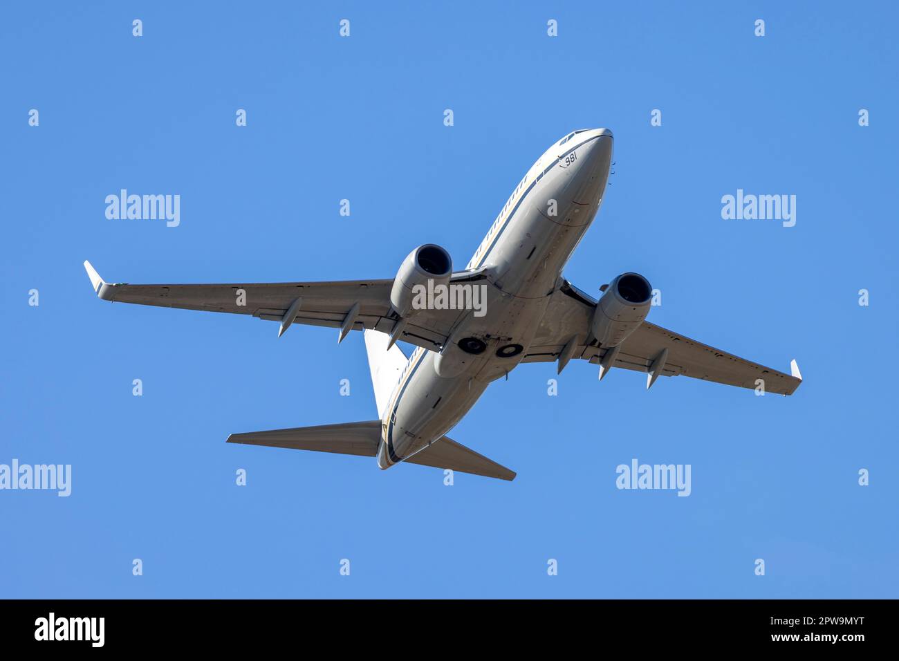 US Navy Boeing C-40A Clipper (737-7AFC) (REG: 168981) operating a short flight from Sigonella ...