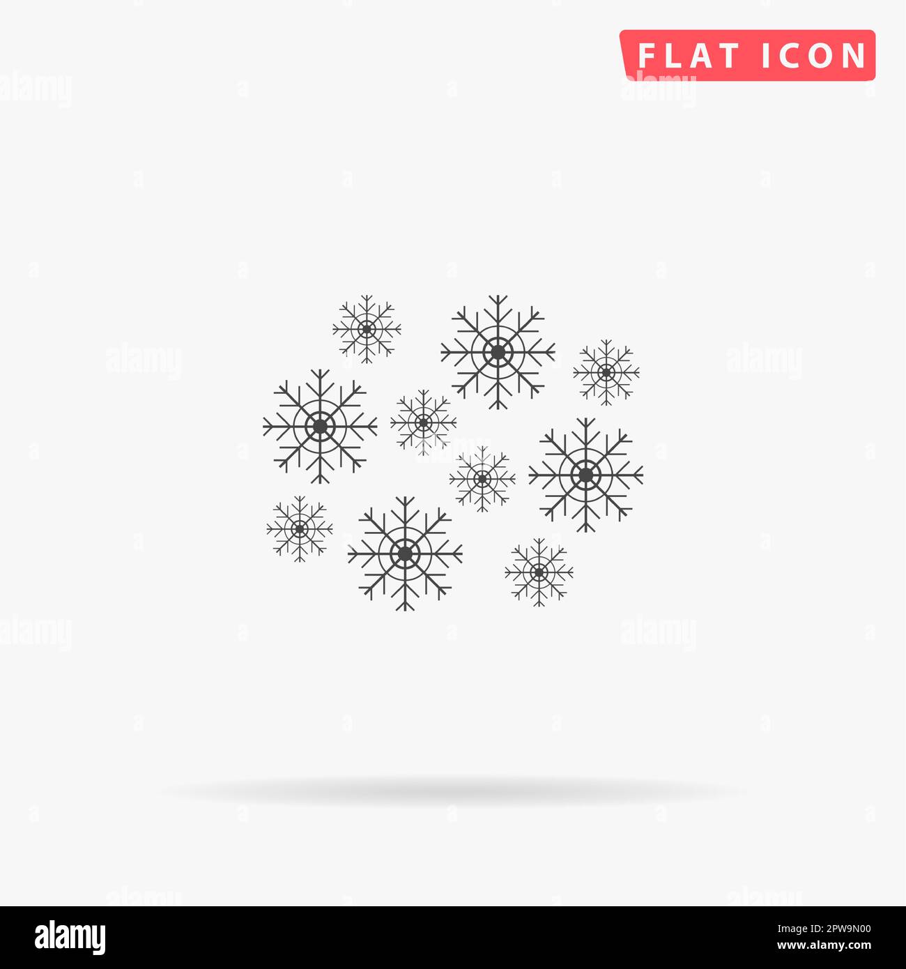 Snowflakes. Simple flat black symbol with shadow on white background ...
