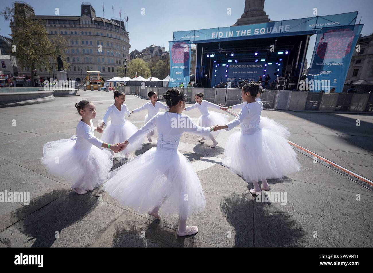 London, UK. 29th April 2023. Eid in the Square. Young dancers from ...