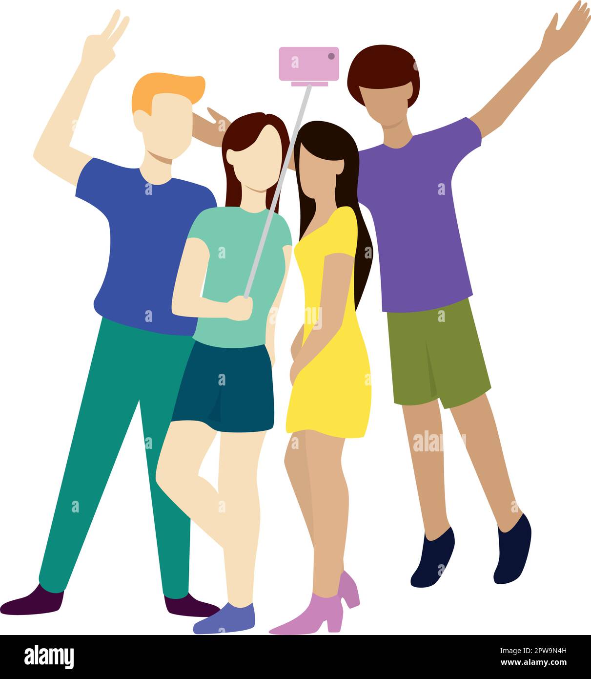 Group of People are Having Selfie Together Illustration Stock Vector ...