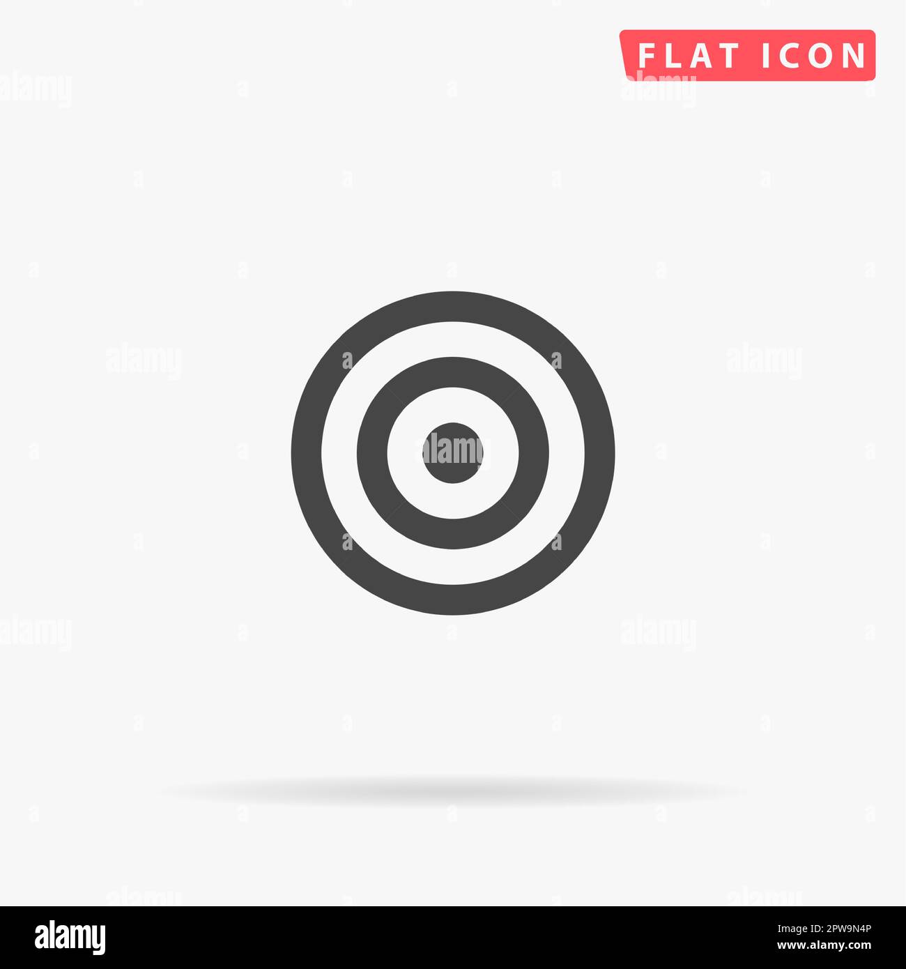Target. Simple flat black symbol with shadow on white background ...