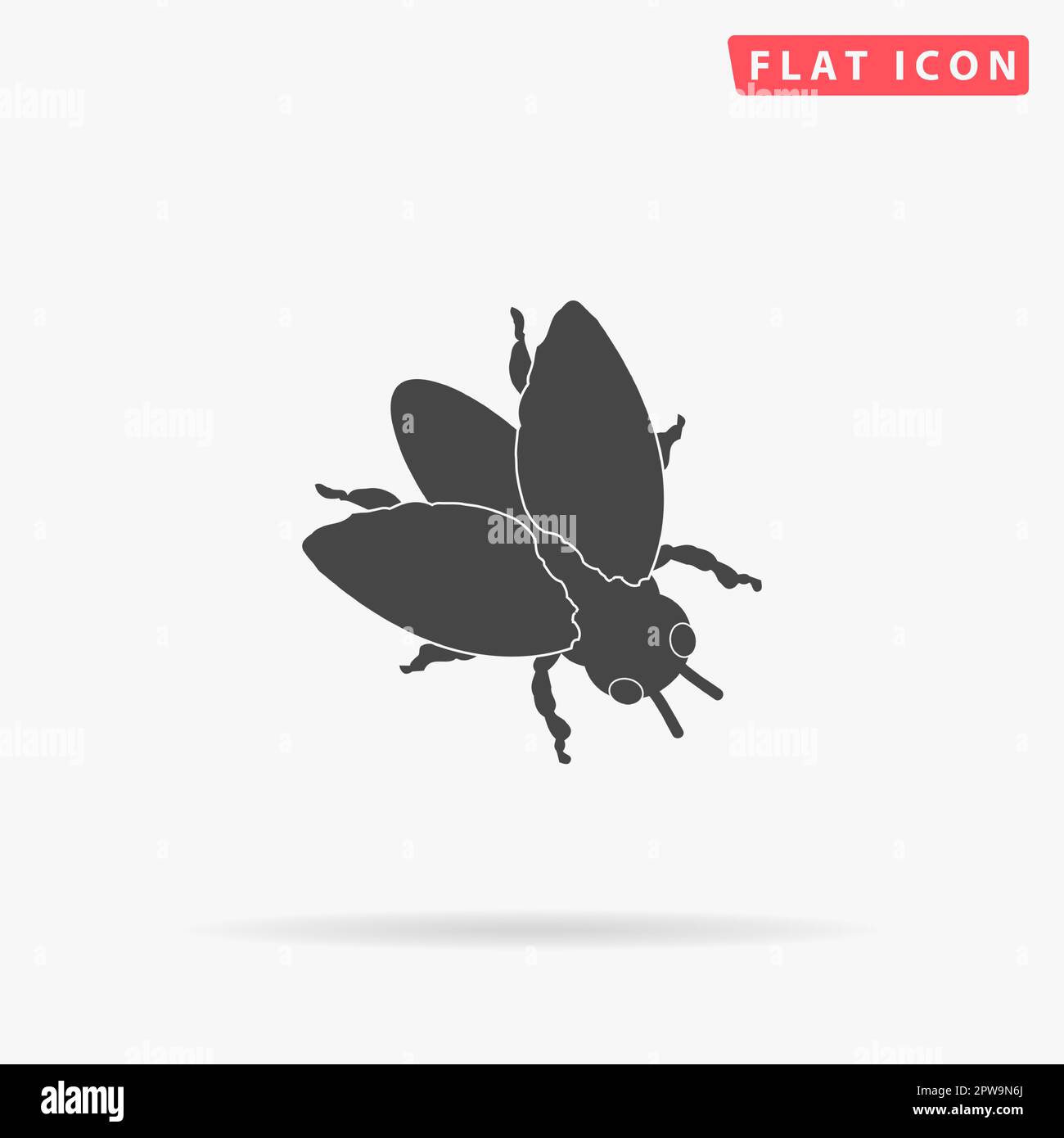 Stencil flies. Simple flat black symbol with shadow on white background ...