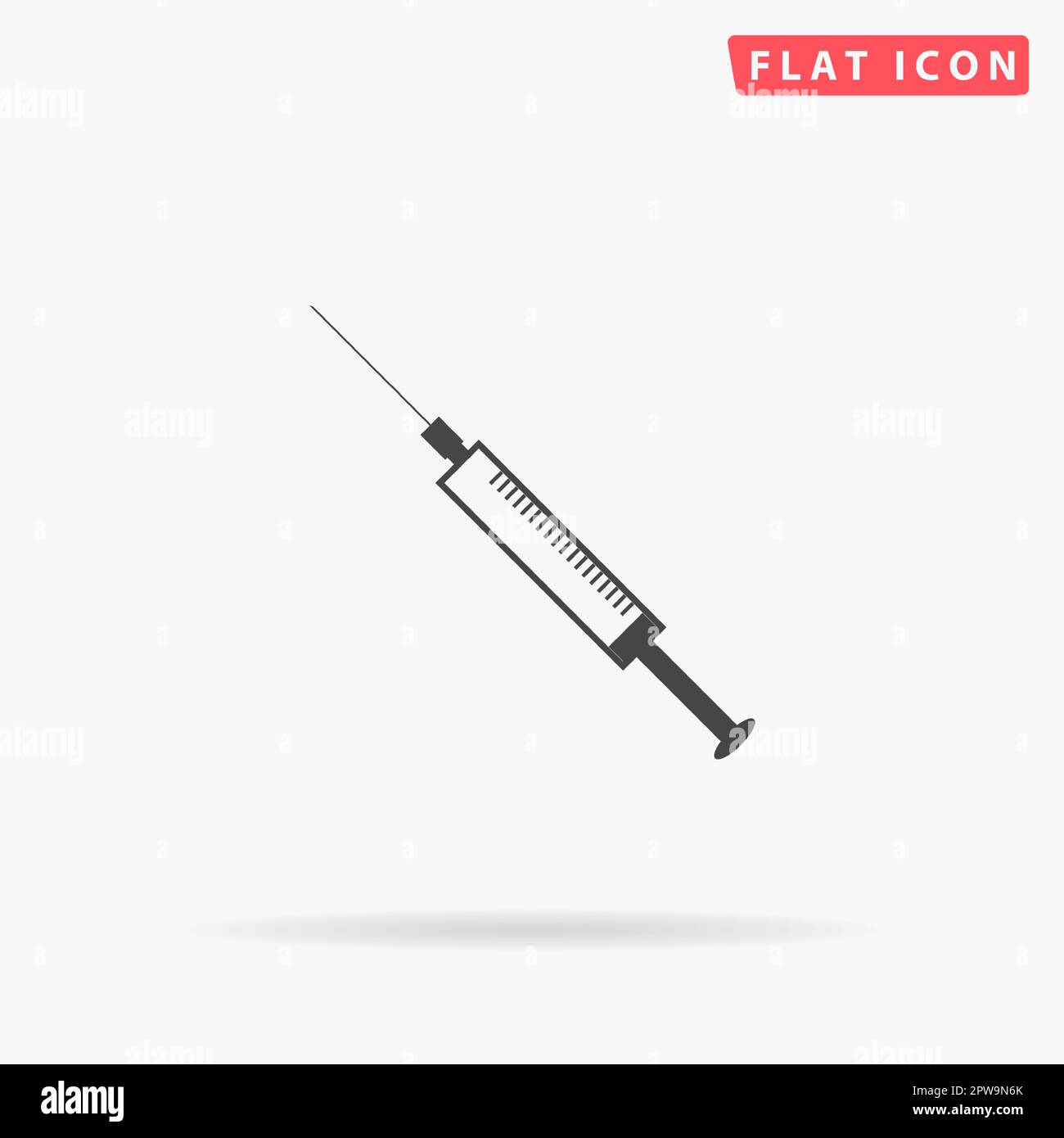 Syringe. Simple flat black symbol with shadow on white background ...
