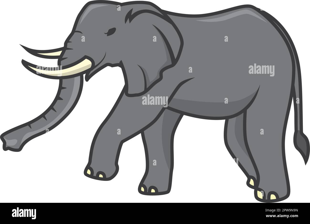 Detailed Elephant with Standing Gesture Illustration Stock Vector Image ...