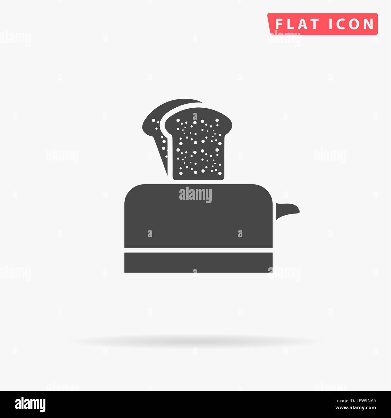 Toaster. Simple flat black symbol with shadow on white background ...