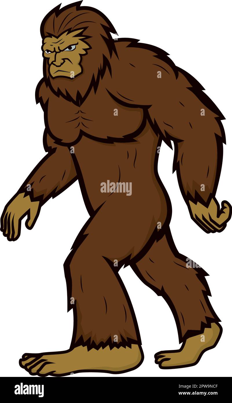 Detailed Bigfoot with Walking Gesture Illustration Stock Vector Image ...