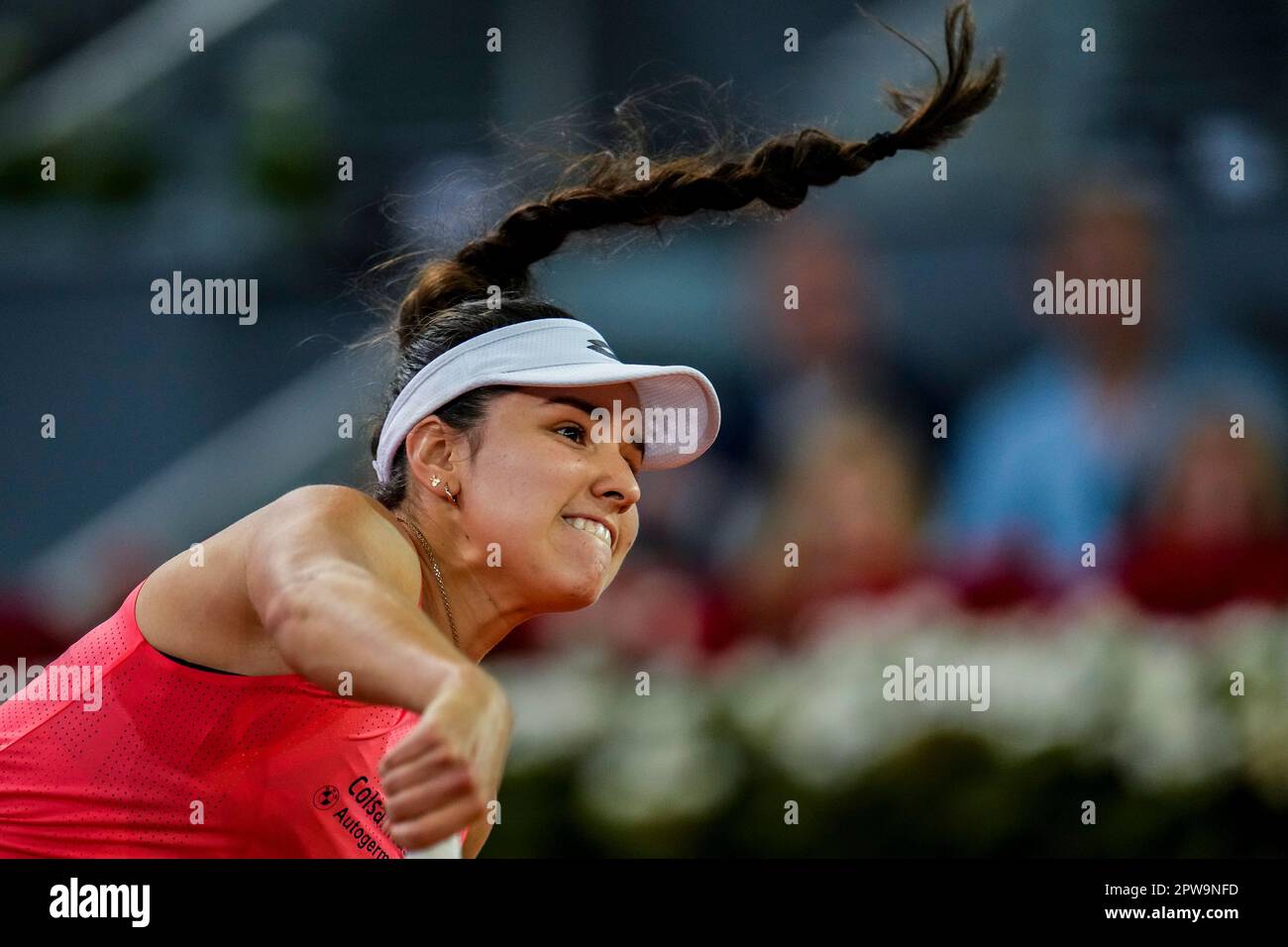 Maria Camila Osorio Serrano, of Colombia, returns the ball to Belarus ...