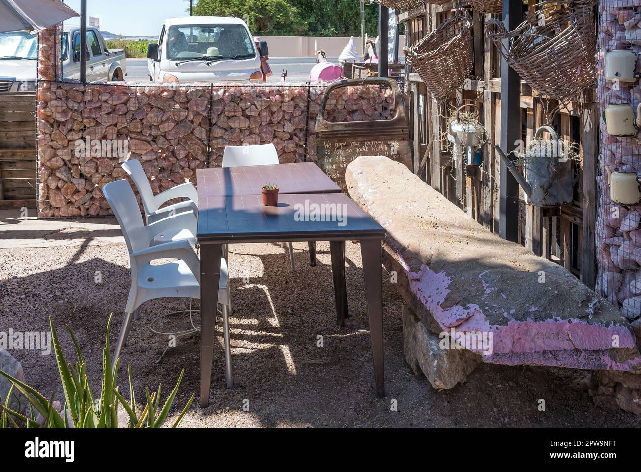 Kakamas, South Africa - Feb 25, 2023: Innovative decor and seating at ...