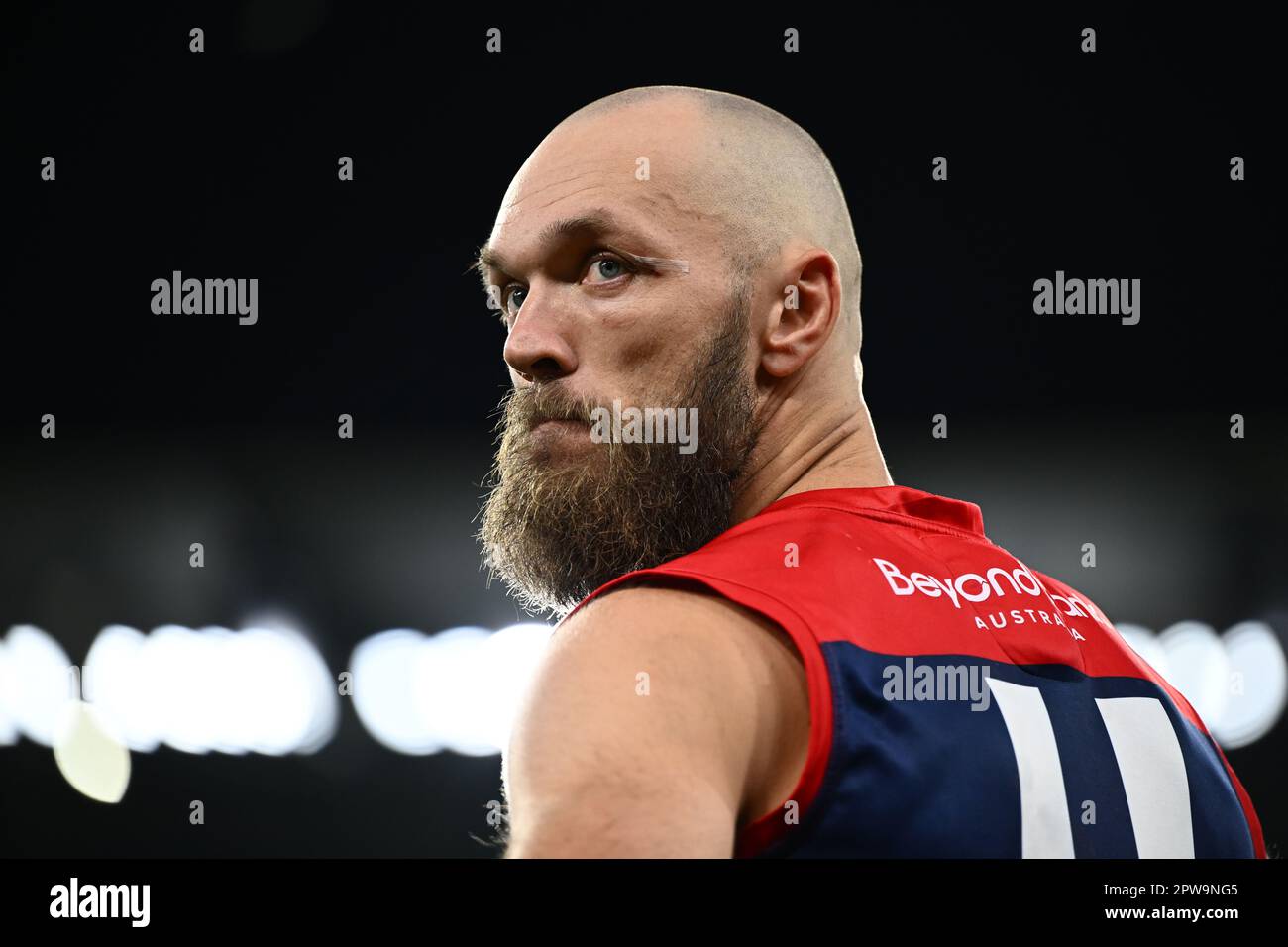Max Gawn of Melbourne during the AFL Round 7 match between the ...