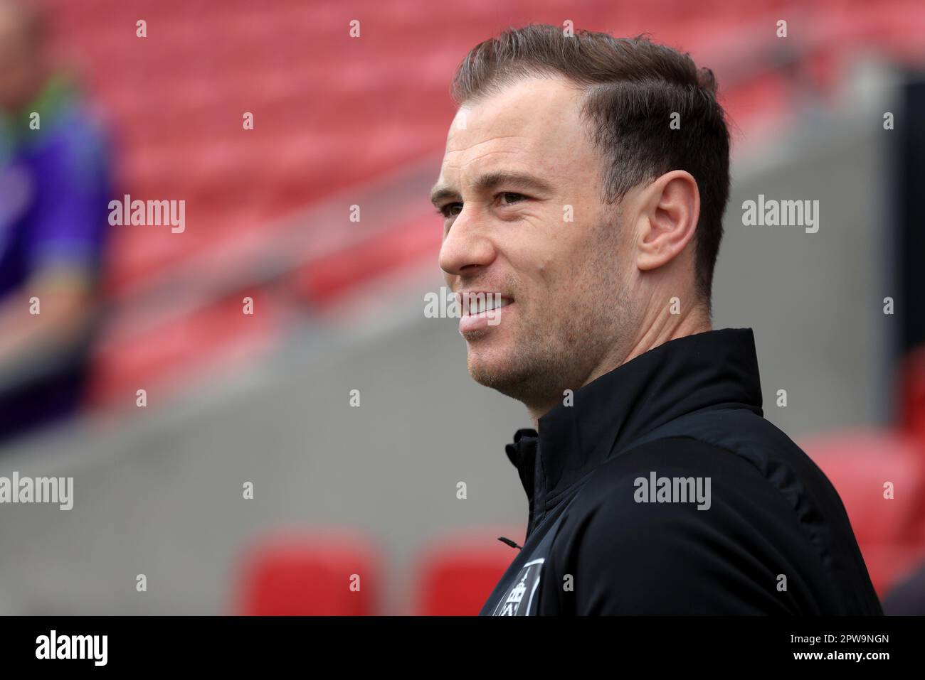 Burnley's Ashley Barnes inspects the pitch before the Sky Bet ...
