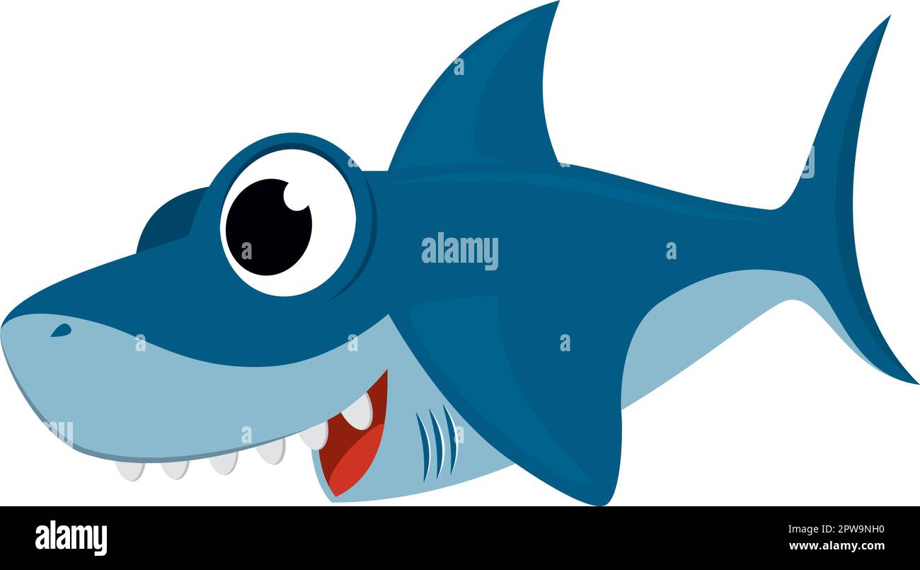 Cute and Sweet Shark Illustration with Cartoon Style Stock Vector Image ...