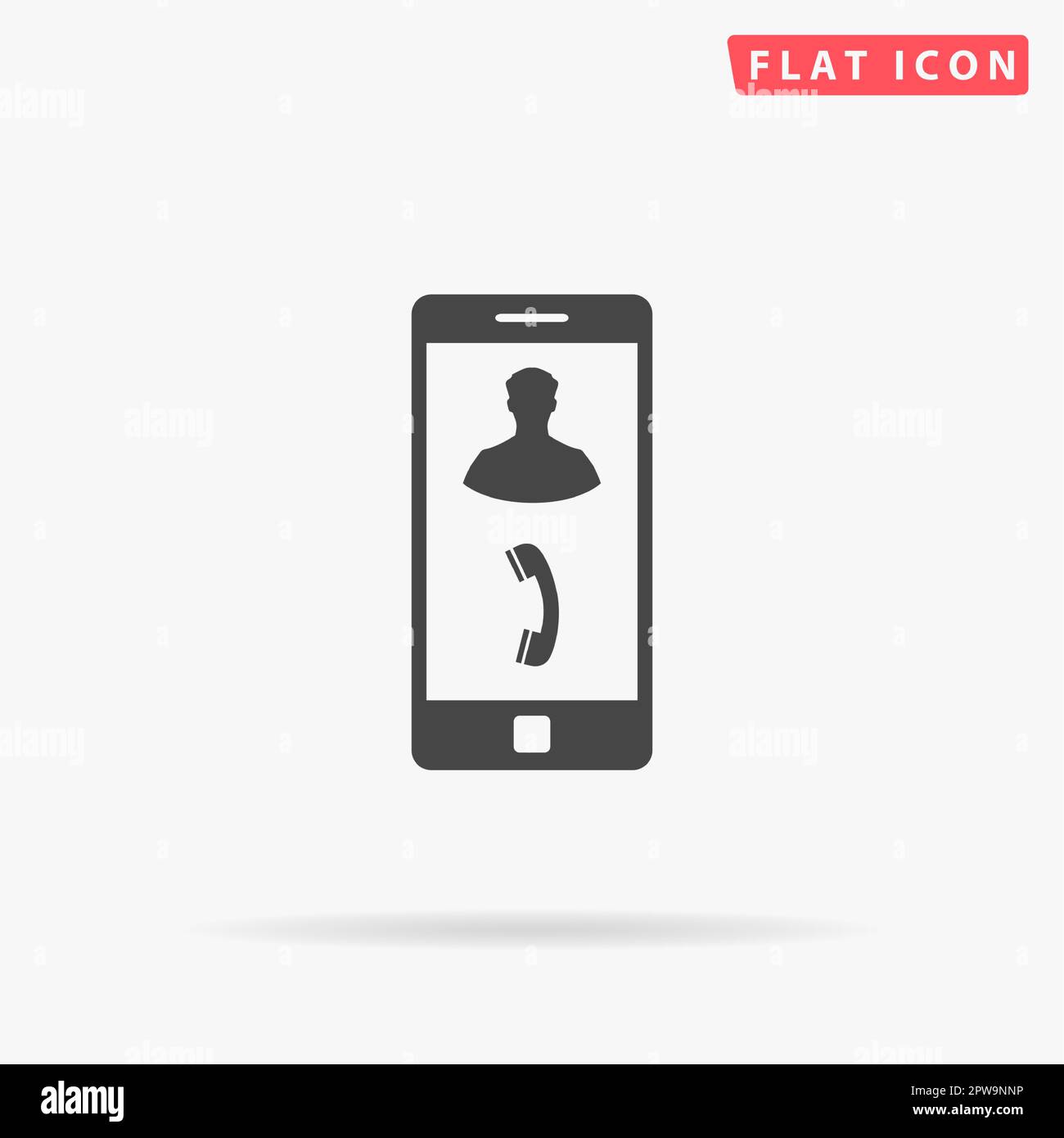 Vector Phone incoming call. Simple flat black symbol with shadow on ...