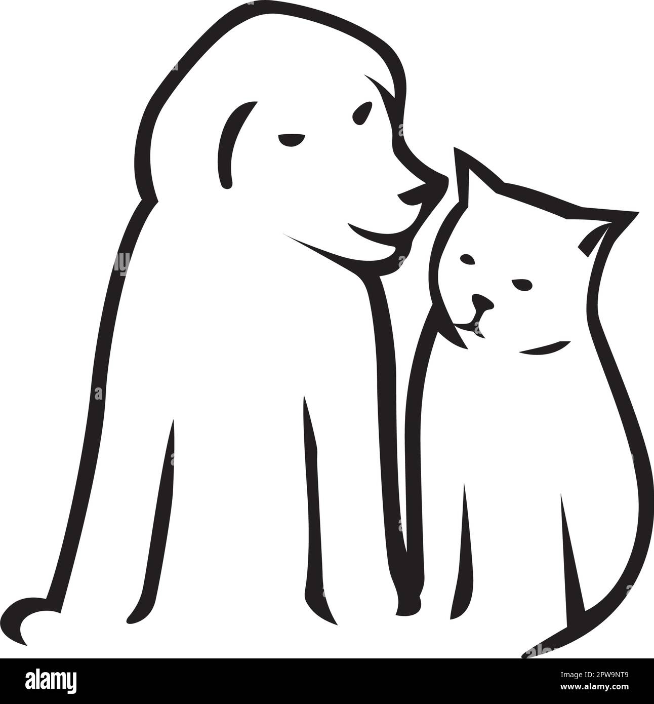 Illustration cat dog silhouette hi-res stock photography and images - Alamy
