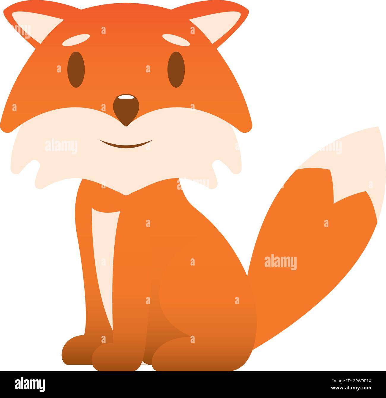 Cute and Sweet Fox with Sitting Gesture Illustration Stock Vector Image ...