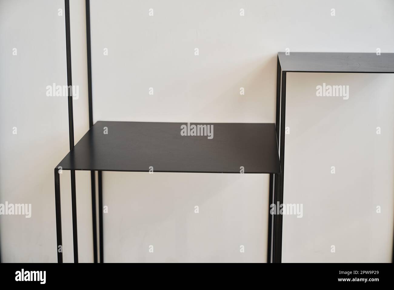 Black metal tables on a white background, layout for your product ...