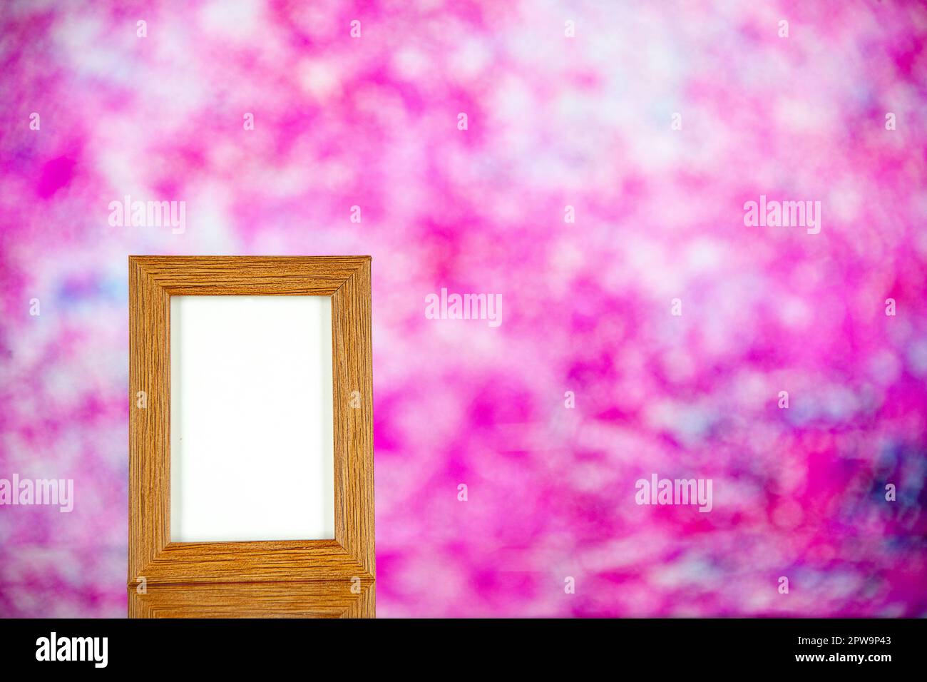 front view picture frame on light pink background portrait photo color ...