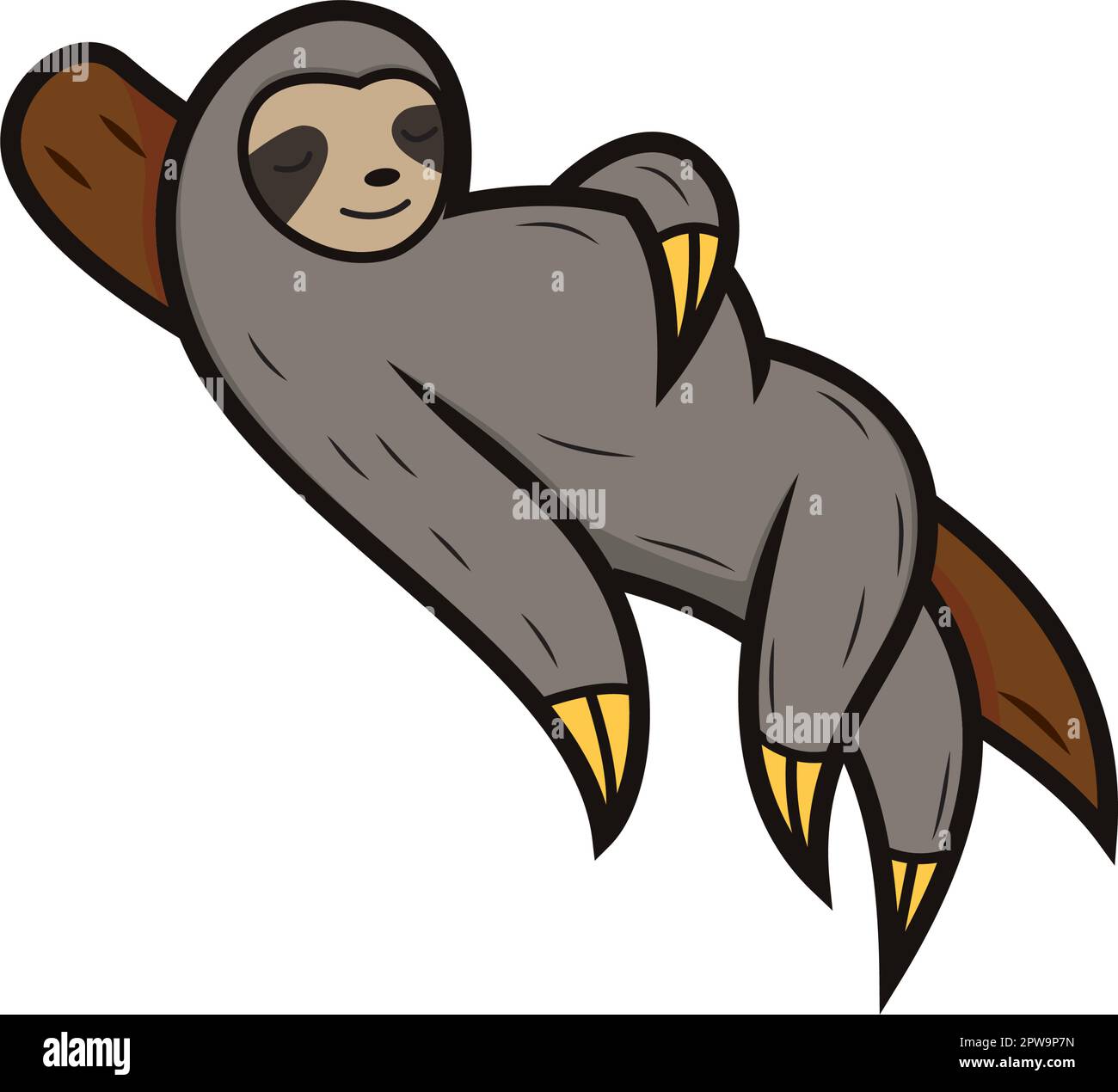 Lazy Sloth with Sleeping Posing Illustration Stock Vector Image & Art ...