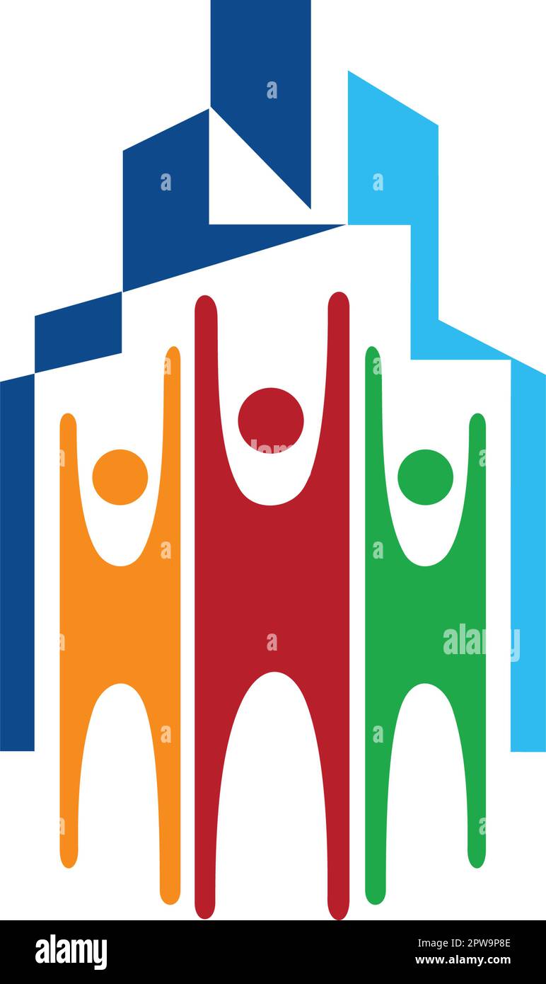 Simple and Creative People with Happy Gesture and Buildings Symbol ...