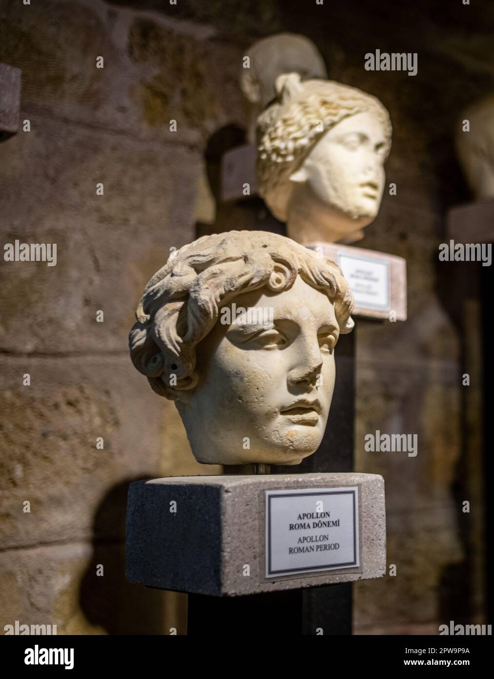A carved stone marble Roman head dating from 2nd - 4th century AD ...
