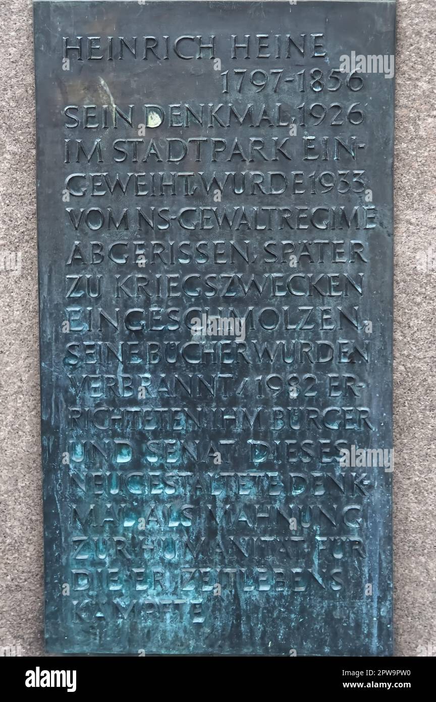 sculpture of the german poet Heinrich Heine in Hamburg Stock Photo - Alamy