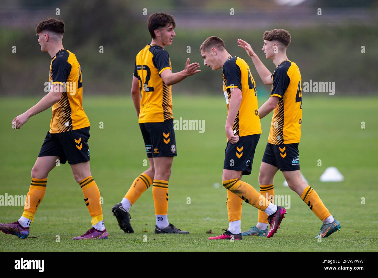 Tom Stokes of Newport County opens the scoring. Cheltenham Town u18 v ...