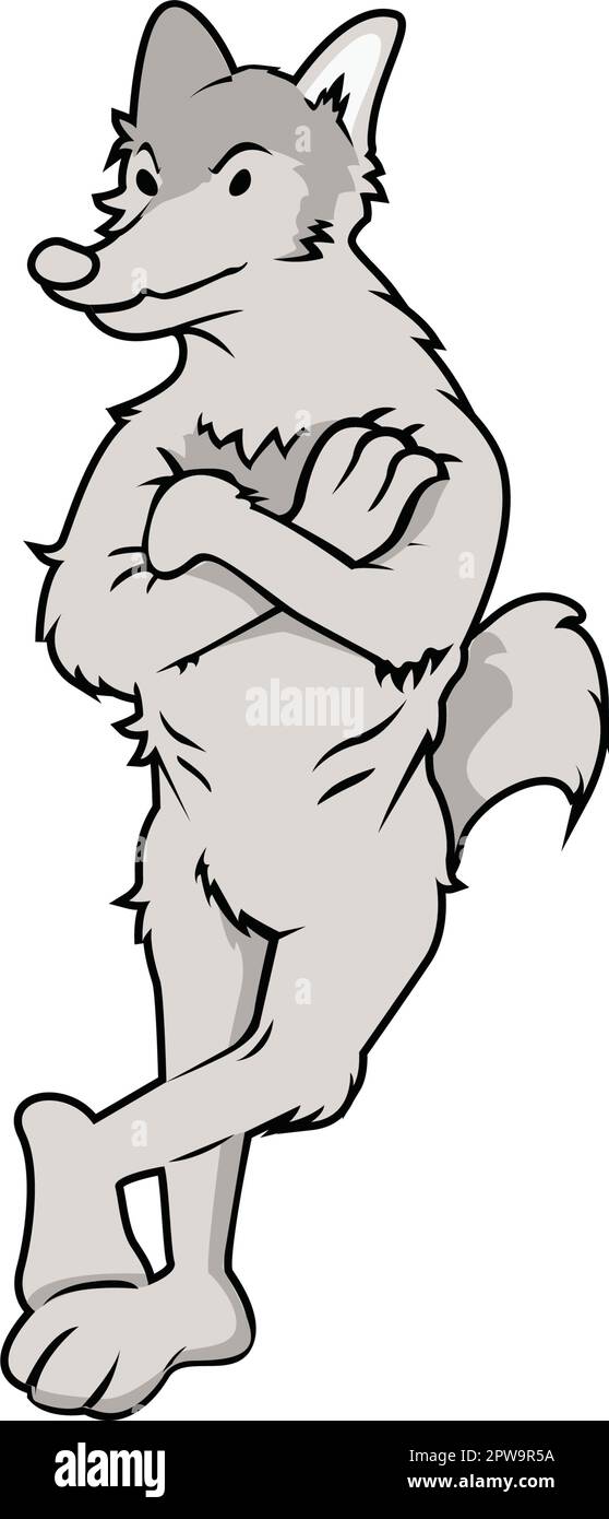Wolf Mascot with Crossed Arms Gesture Illustration Stock Vector Image ...