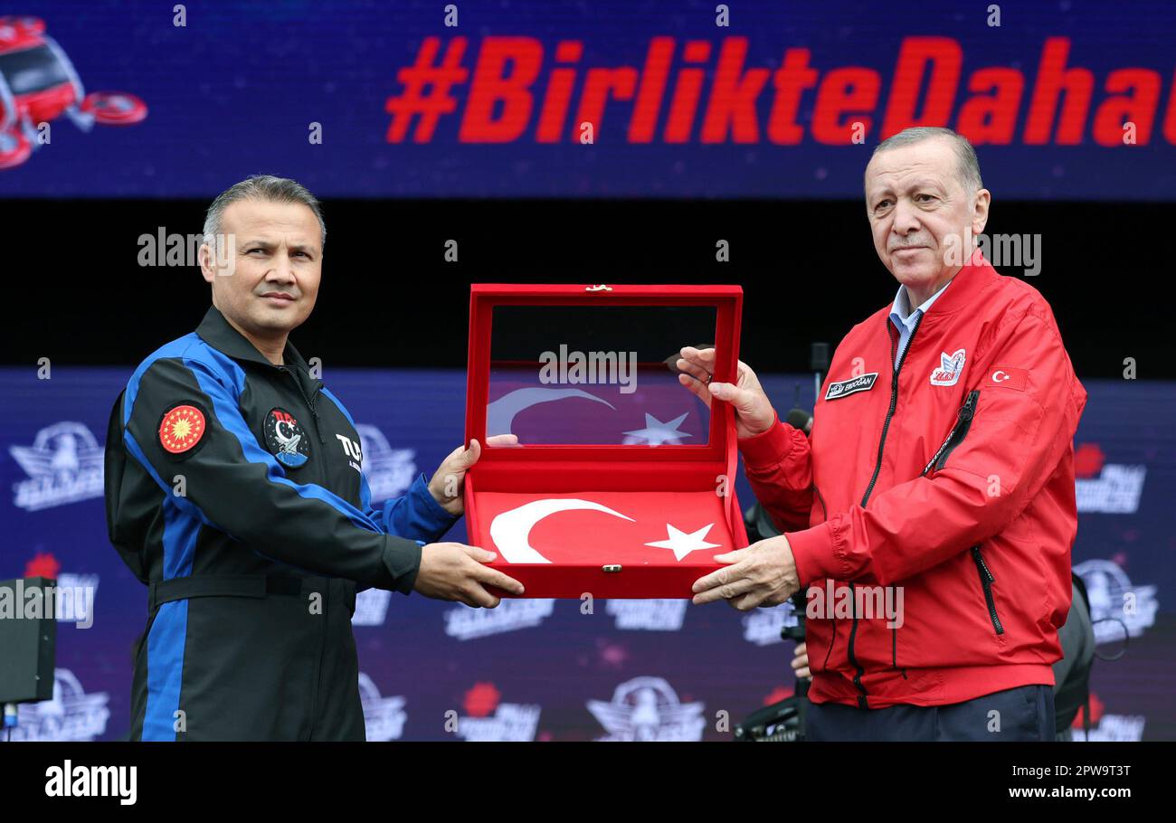 In this photo released by the Turkish Presidency, Turkey's President ...