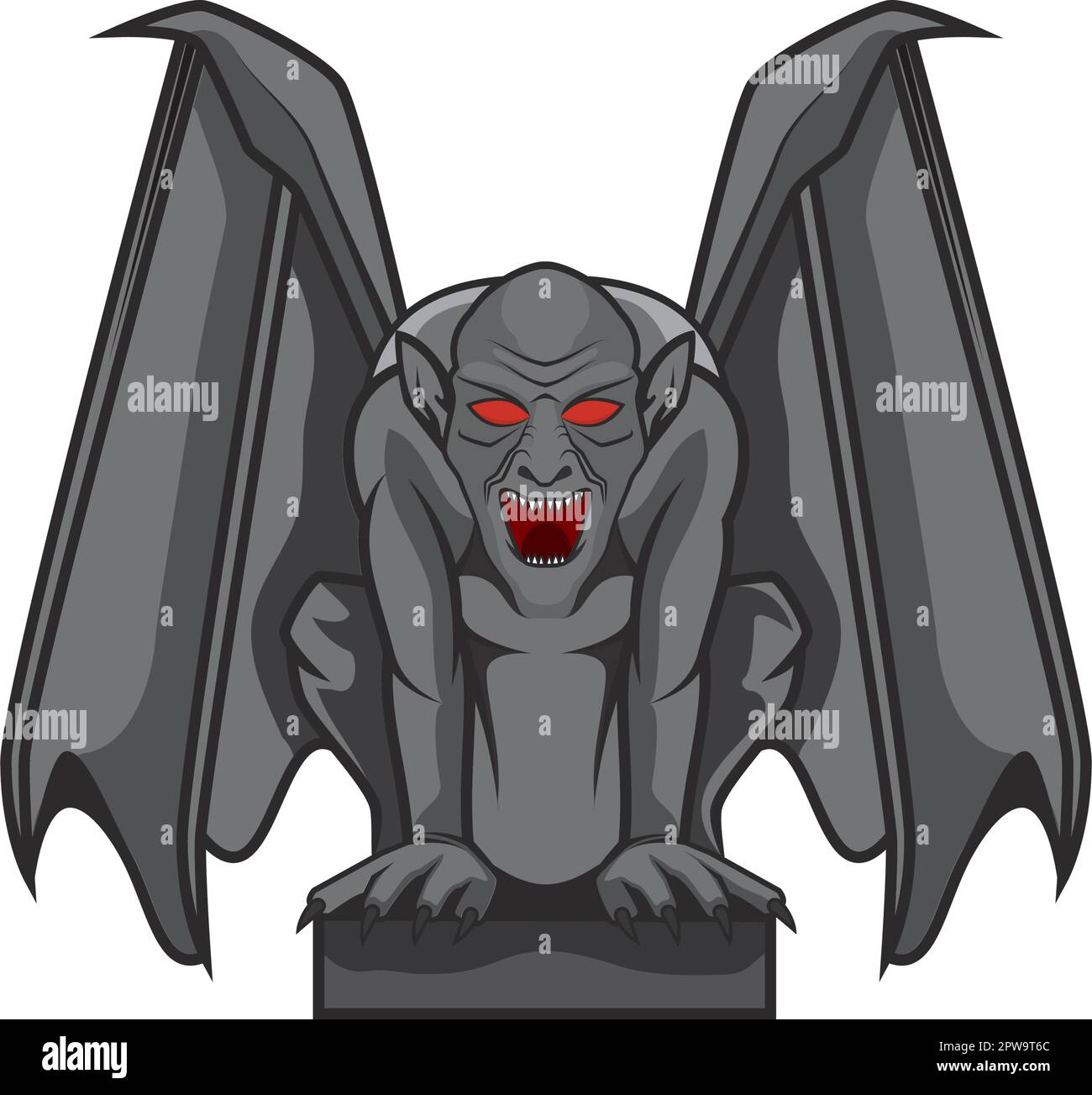 Detailed Gargoyle with Sitting Pose Illustration Stock Vector Image ...