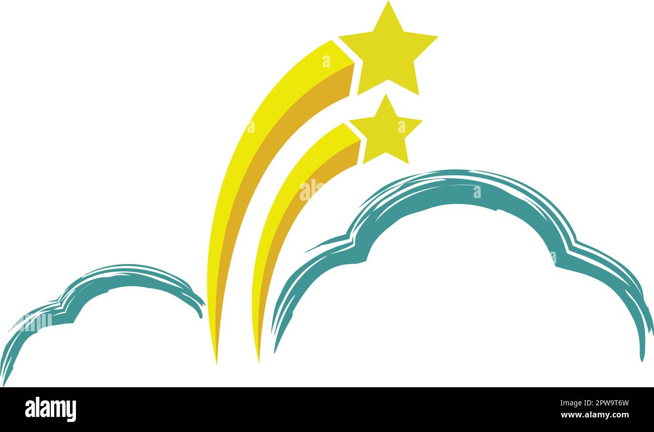 Clouds combined with Rising Star Illustration Stock Vector Image & Art ...