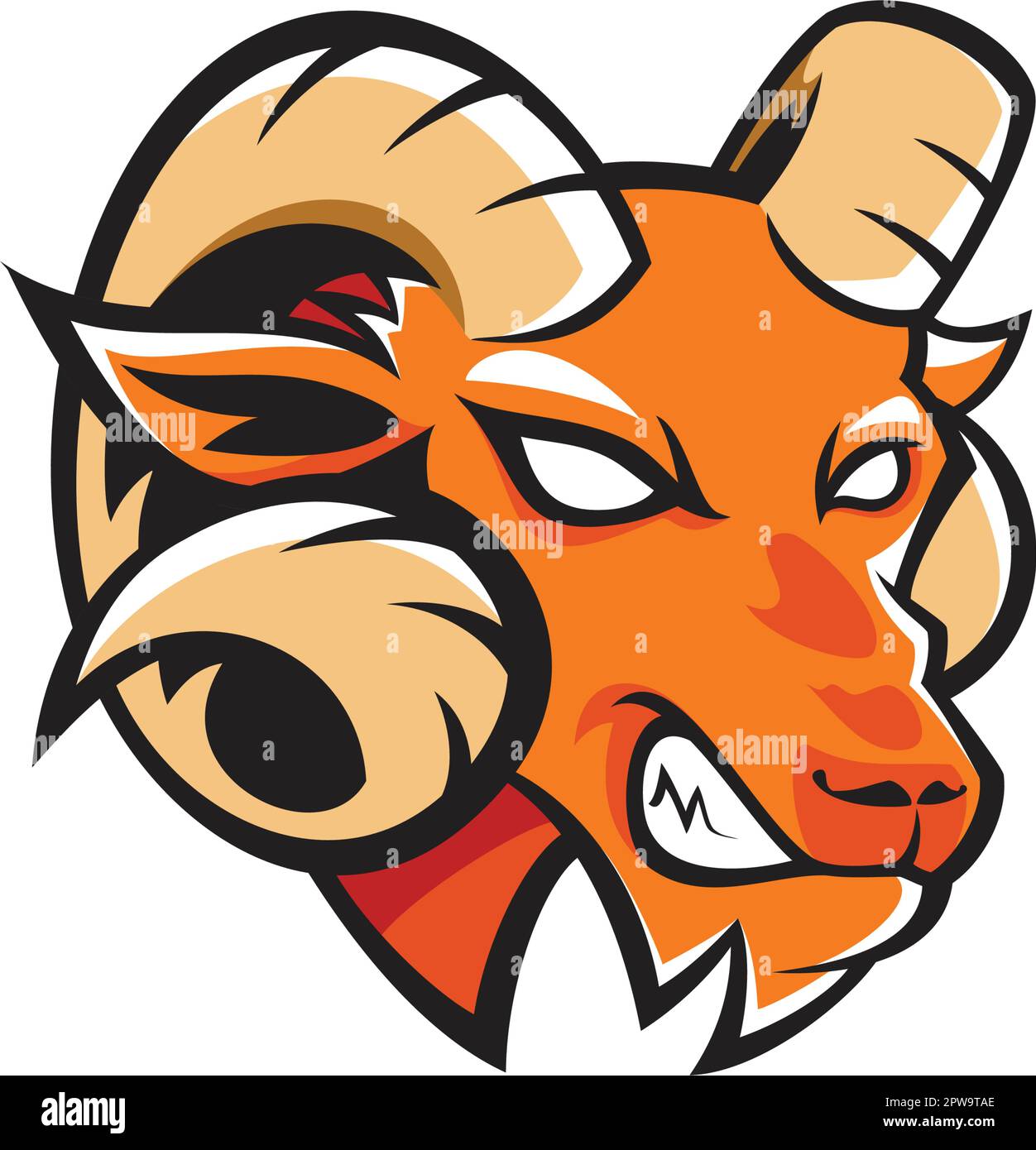 Angry Bighorn Goat or Mountain Goat Head Mascot and Illustration Stock ...