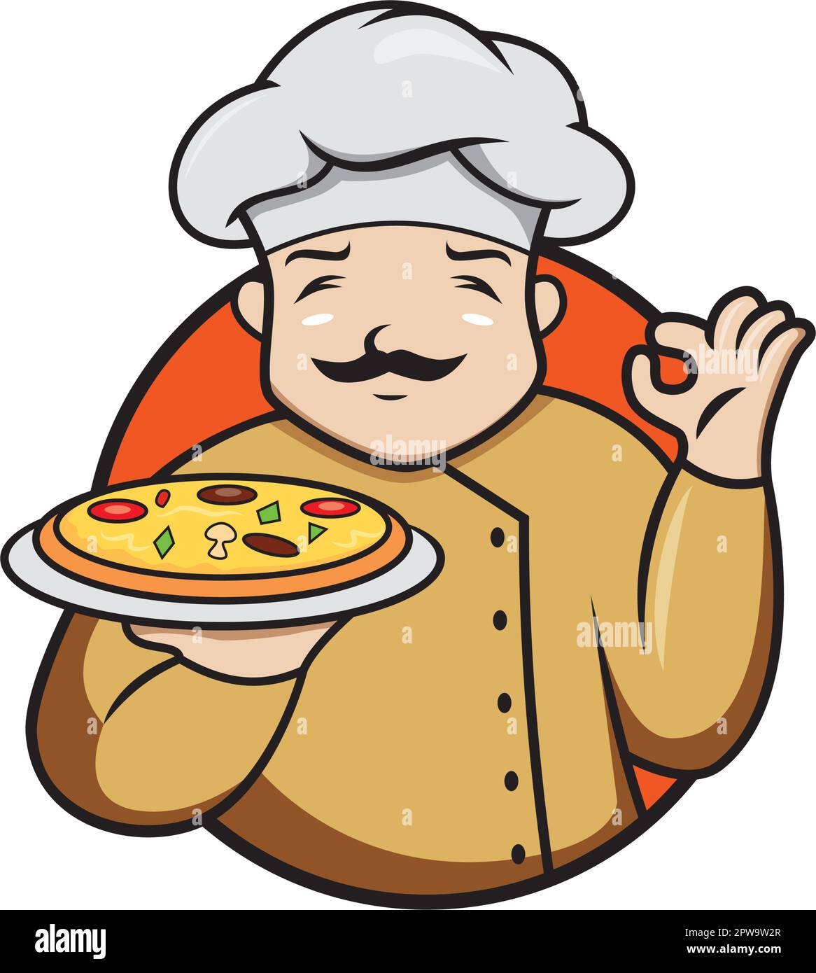 Pizza Chef Mascot Illustration with Cartoon Style Stock Vector Image ...