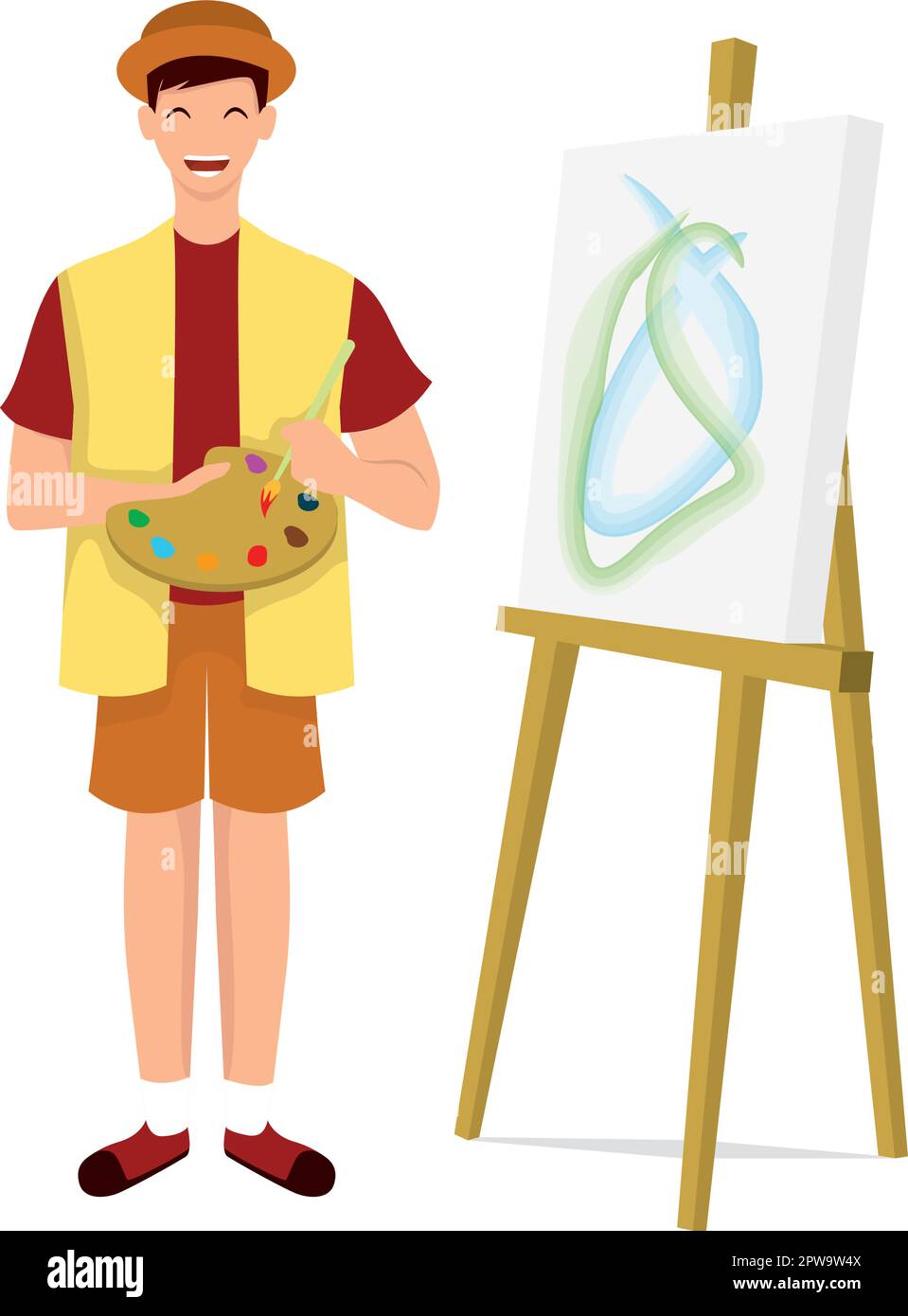 Man Painter with Painting Gesture Illustration Stock Vector Image & Art ...