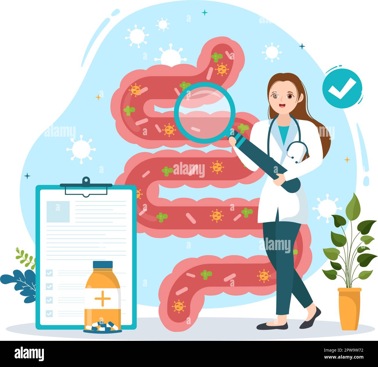 Proctologist or Colonoscopy Illustration with a Doctor Examines of the ...