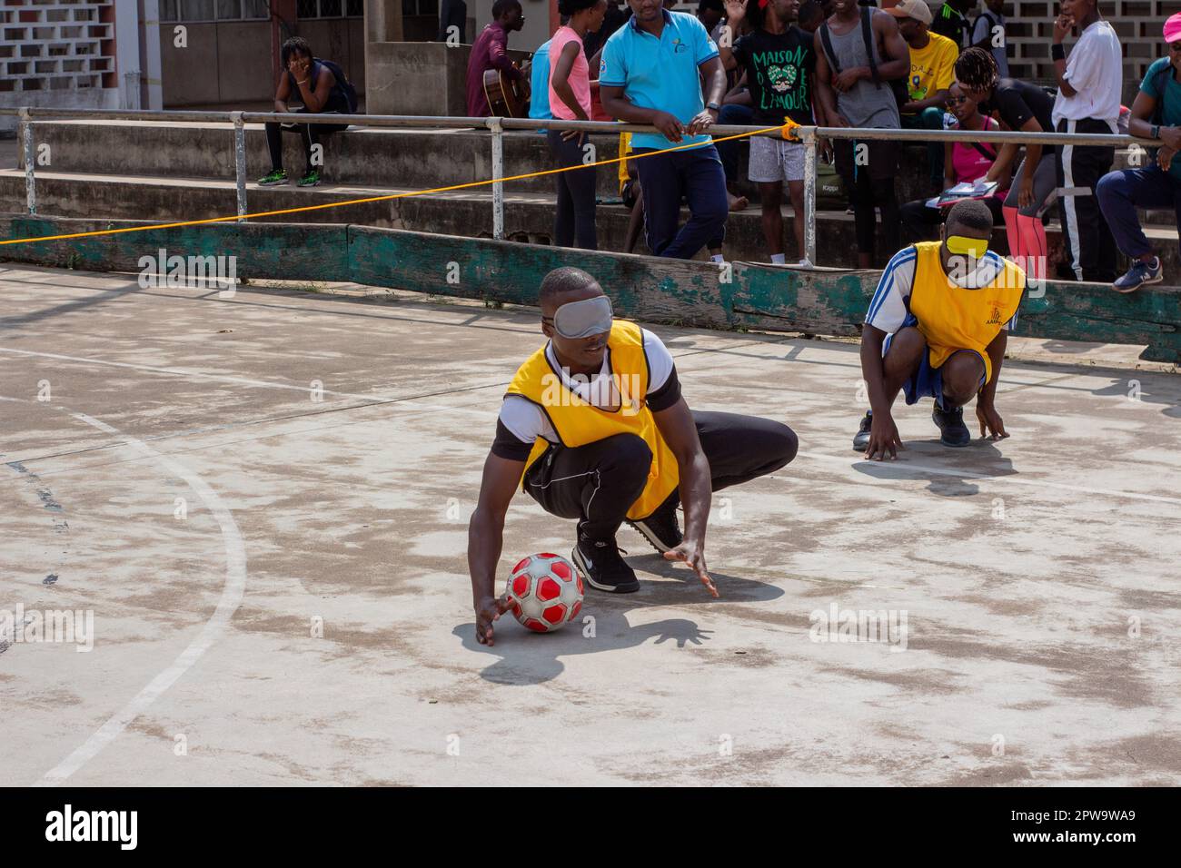 Amateur goalball athletes practicing. Goalball is a team sport designed ...
